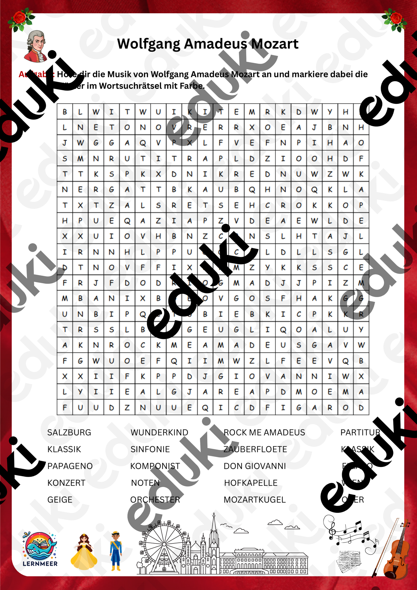 Wolfgang Amadeus Mozart_Suchsel – Unterrichtsmaterial im Fach Musik