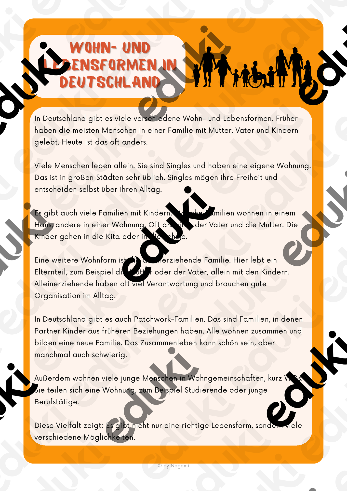 Lesetext A2: Wohn- und Lebensformen in Deutschland ...