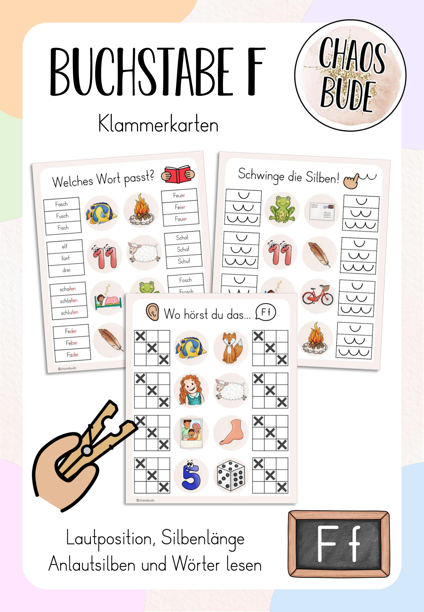 Buchstabeneinführung F - Klammerkarten – Unterrichtsmaterial im Fach ...