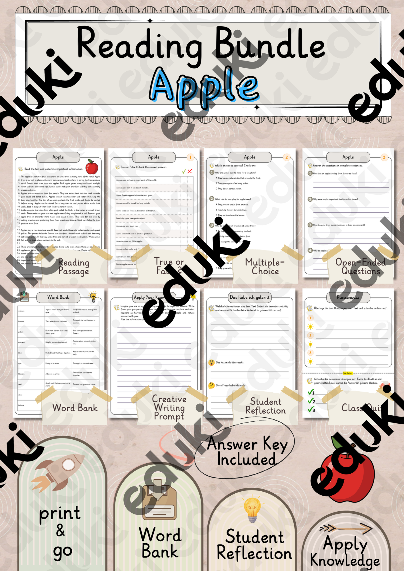 Apple Premium Reading Comprehension Bundle – Unterrichtsmaterial im ...