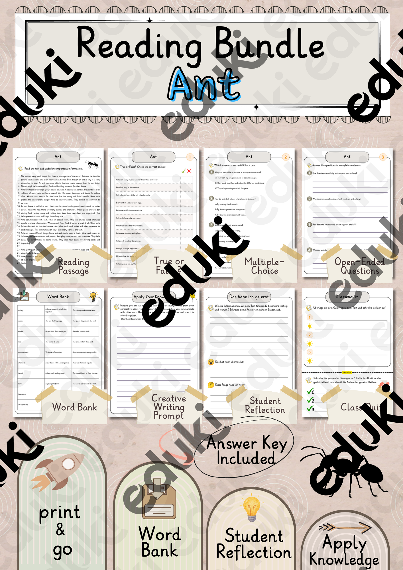 Ant Premium Reading Comprehension Bundle – Unterrichtsmaterial im Fach ...