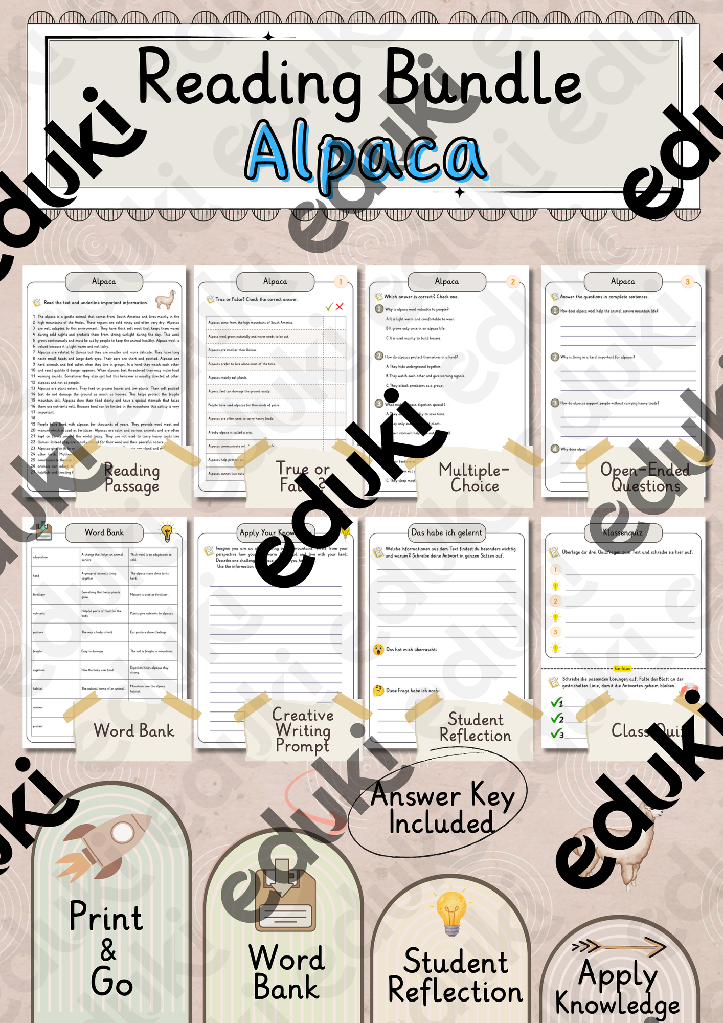 Alpaca Premium Reading Comprehension Bundle – Unterrichtsmaterial im ...
