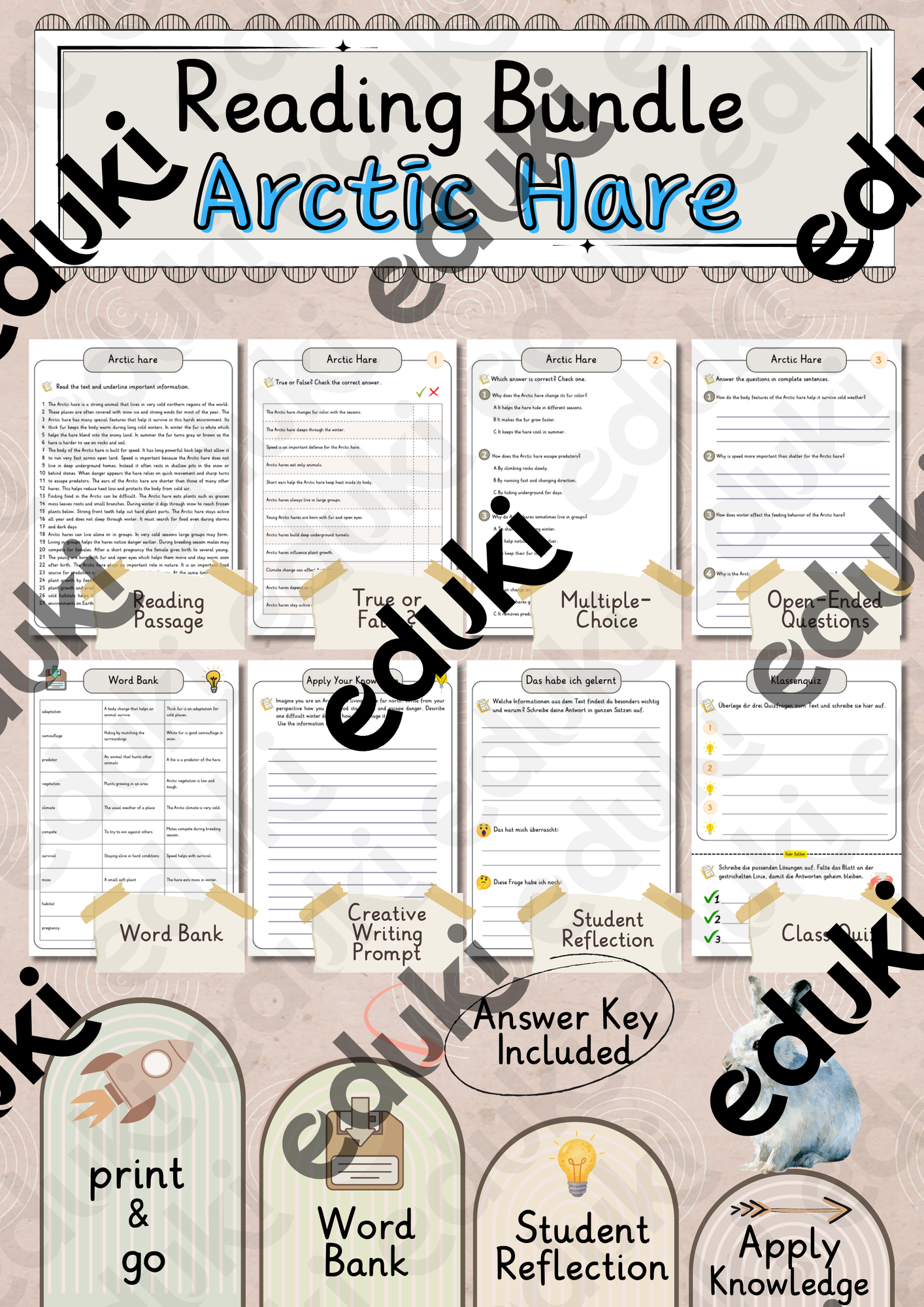 Arctic Hare Premium Reading Comprehension Bundle – Unterrichtsmaterial ...