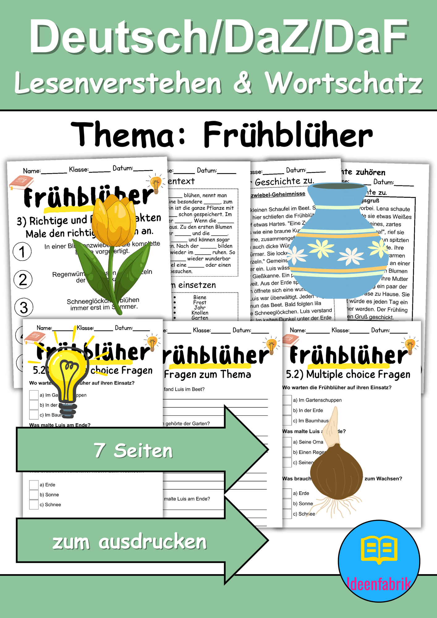 Frühblüher: Leseverstehen und Wortschatz - DaZ/DaF • Deutsch ...