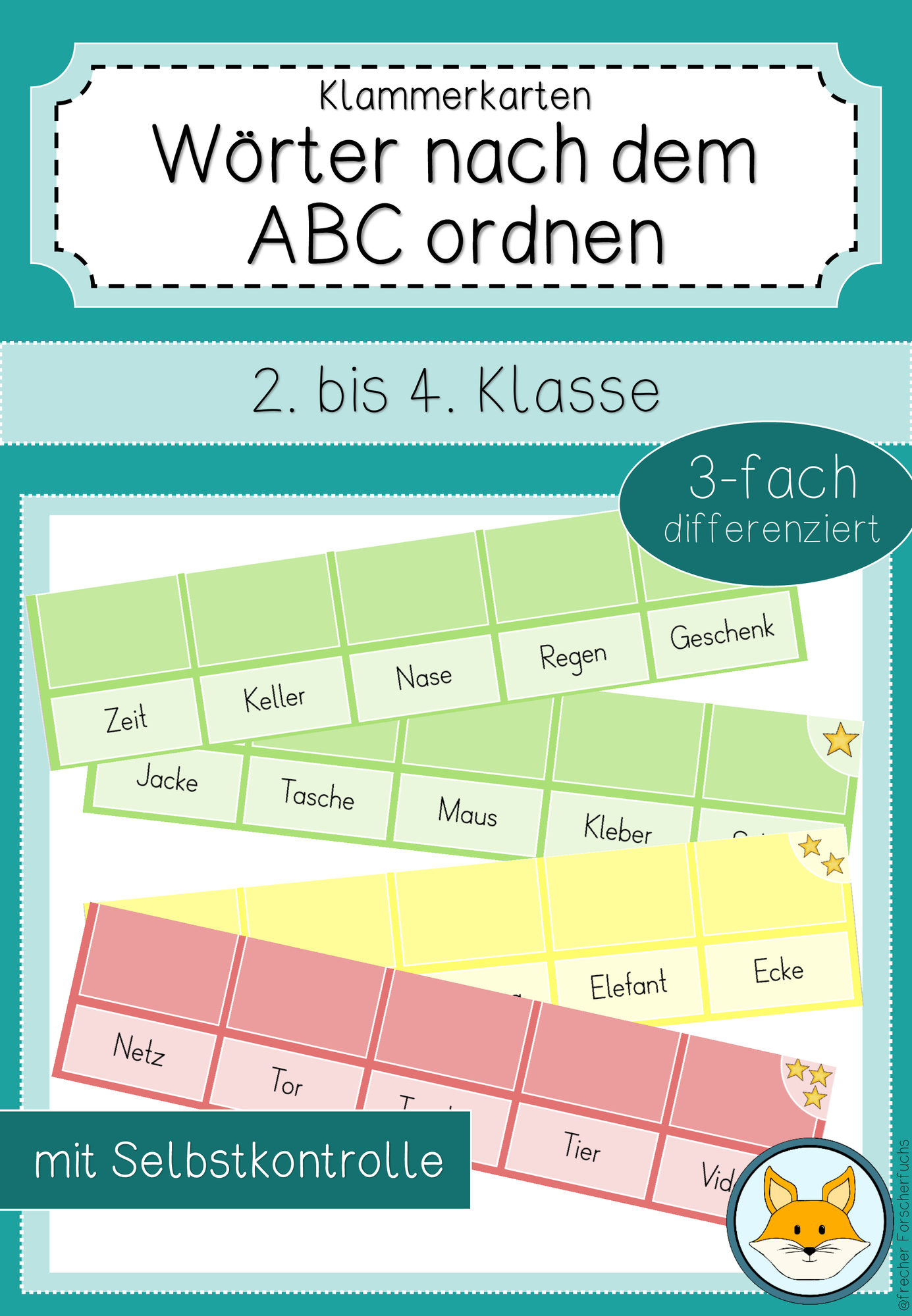 Klammerkarten - Wörter nach dem ABC ordnen – Unterrichtsmaterial im ...