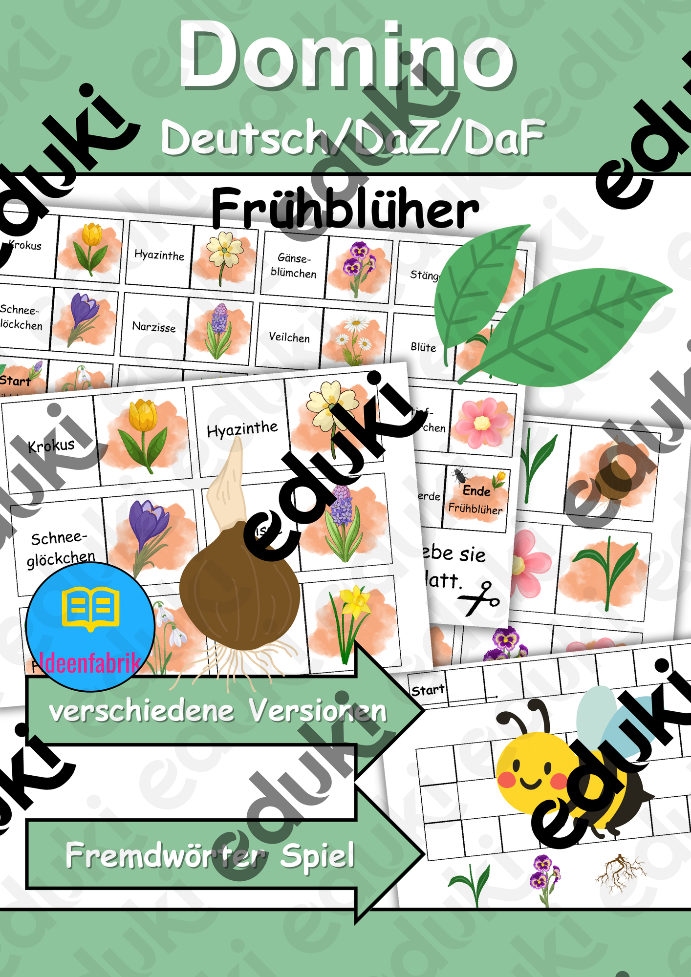 Domino Frühblüher - Bastelvorlage - DaZ/DaF / Deutsch (Wortschatz ...