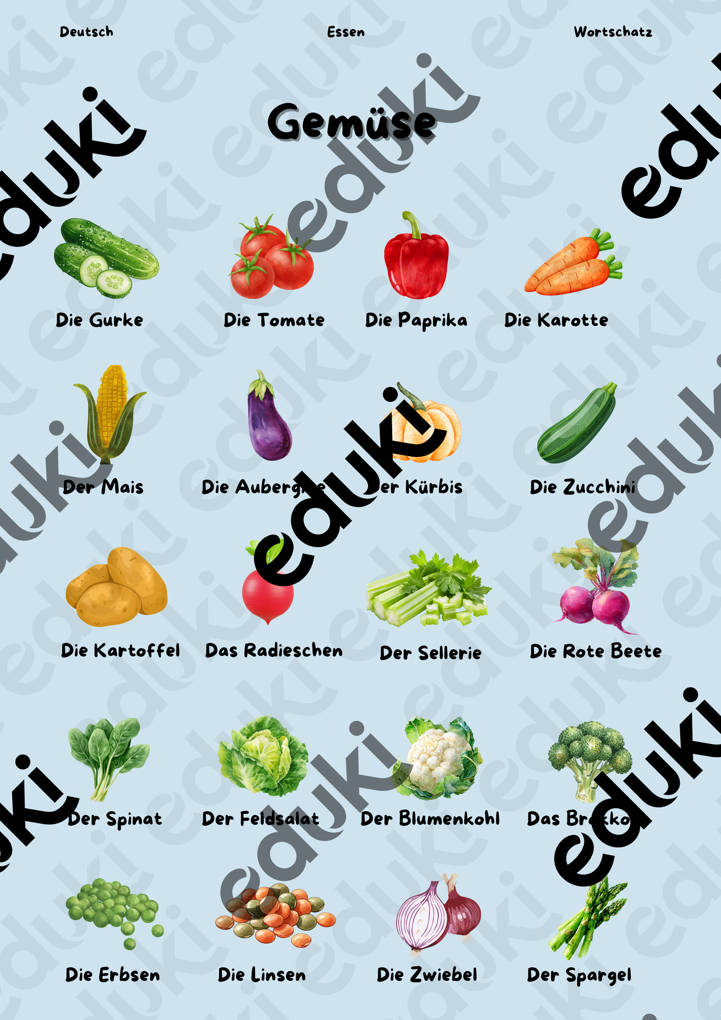 Gemüse – Wortschatz (Deutsch) – Unterrichtsmaterial im Fach DaZ/DaF