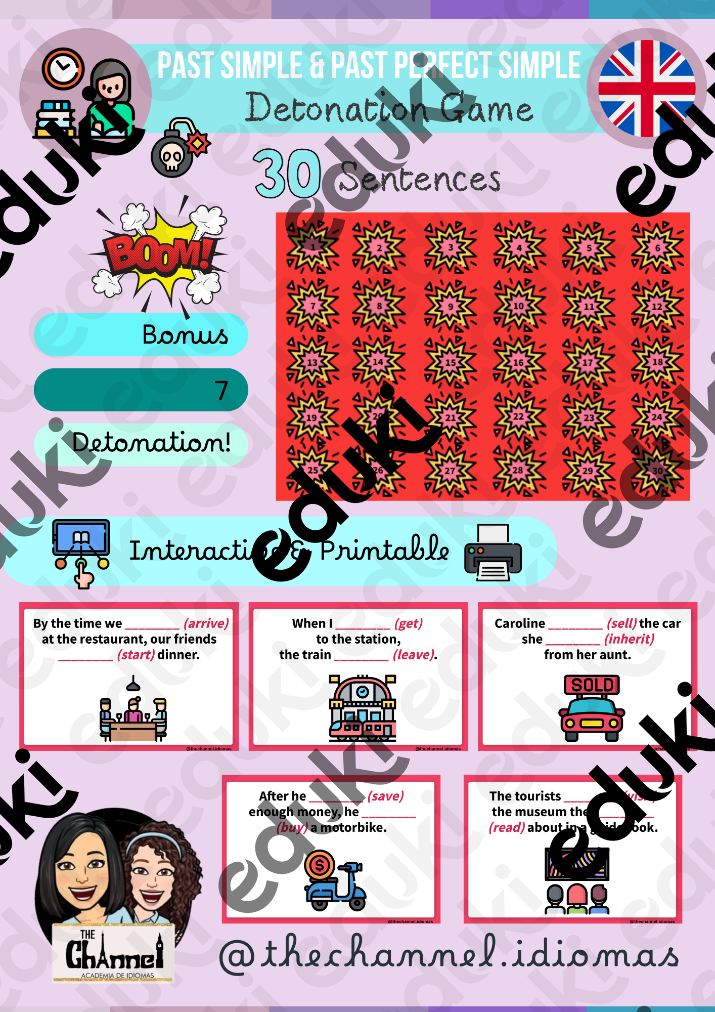 PAST SIMPLE & PAST PERFECT SIMPLE – Detonation Game - Materiale ...