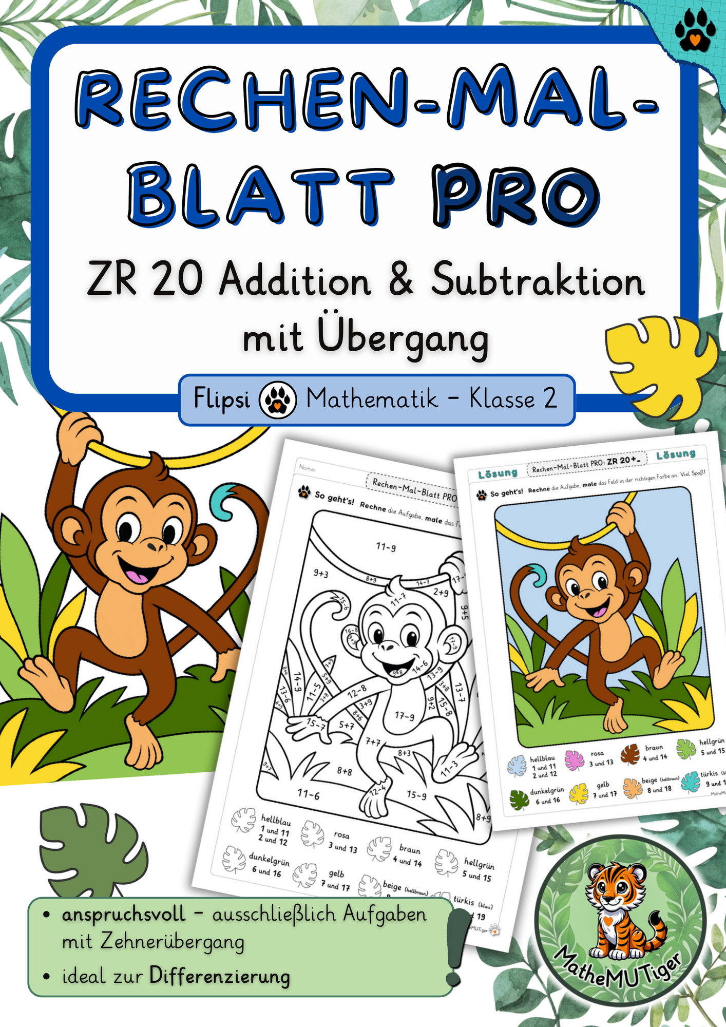 Rechen-Mal-Blatt PRO – ZR 20 mit Zehnerübergang (Addition & Subtraktion ...