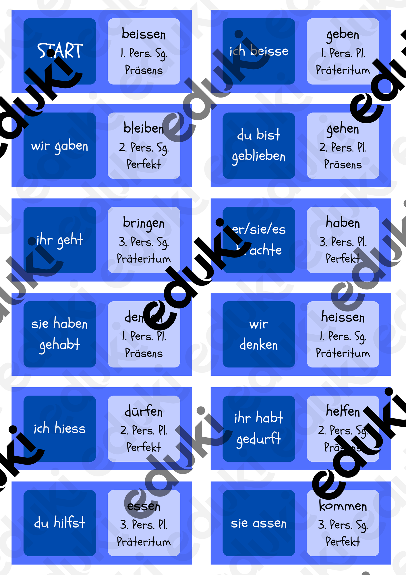 Zeitformen-Domino 1_20 Verben von A bis L – Unterrichtsmaterial im Fach ...