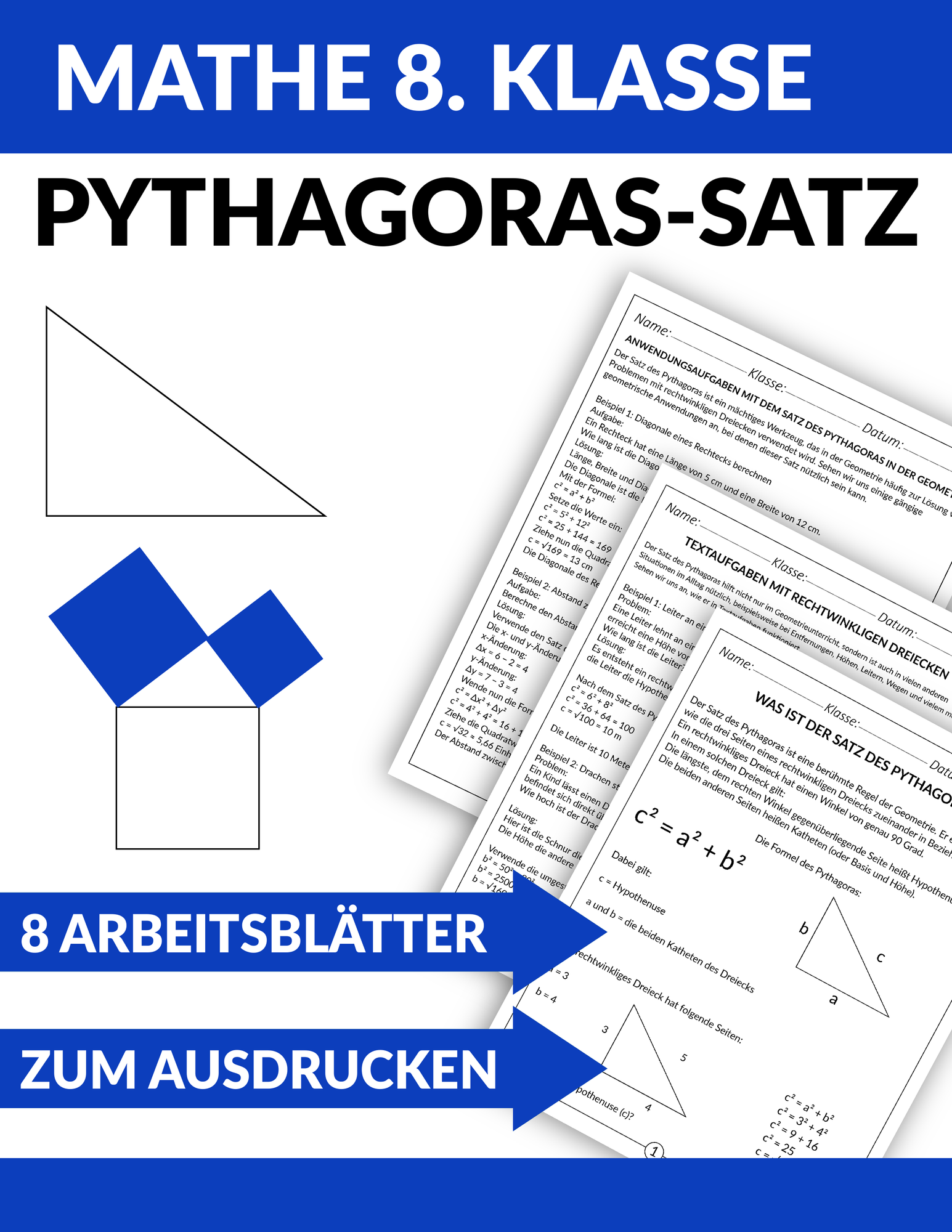 Satz des Pythagoras - Mathematik (8. Klasse) – Unterrichtsmaterial im ...