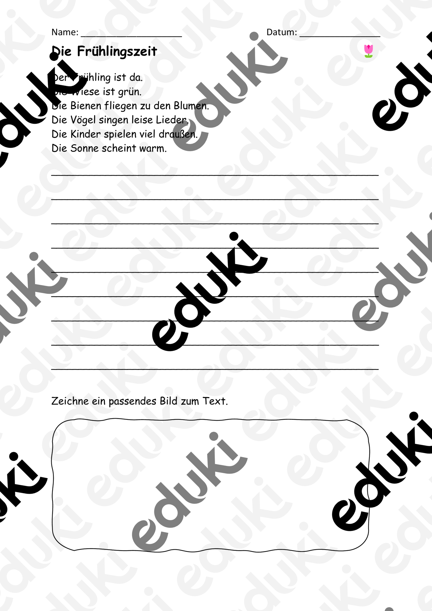 Abschreibtext 3fach differenziert Die Frühlingszeit 🌷 ...