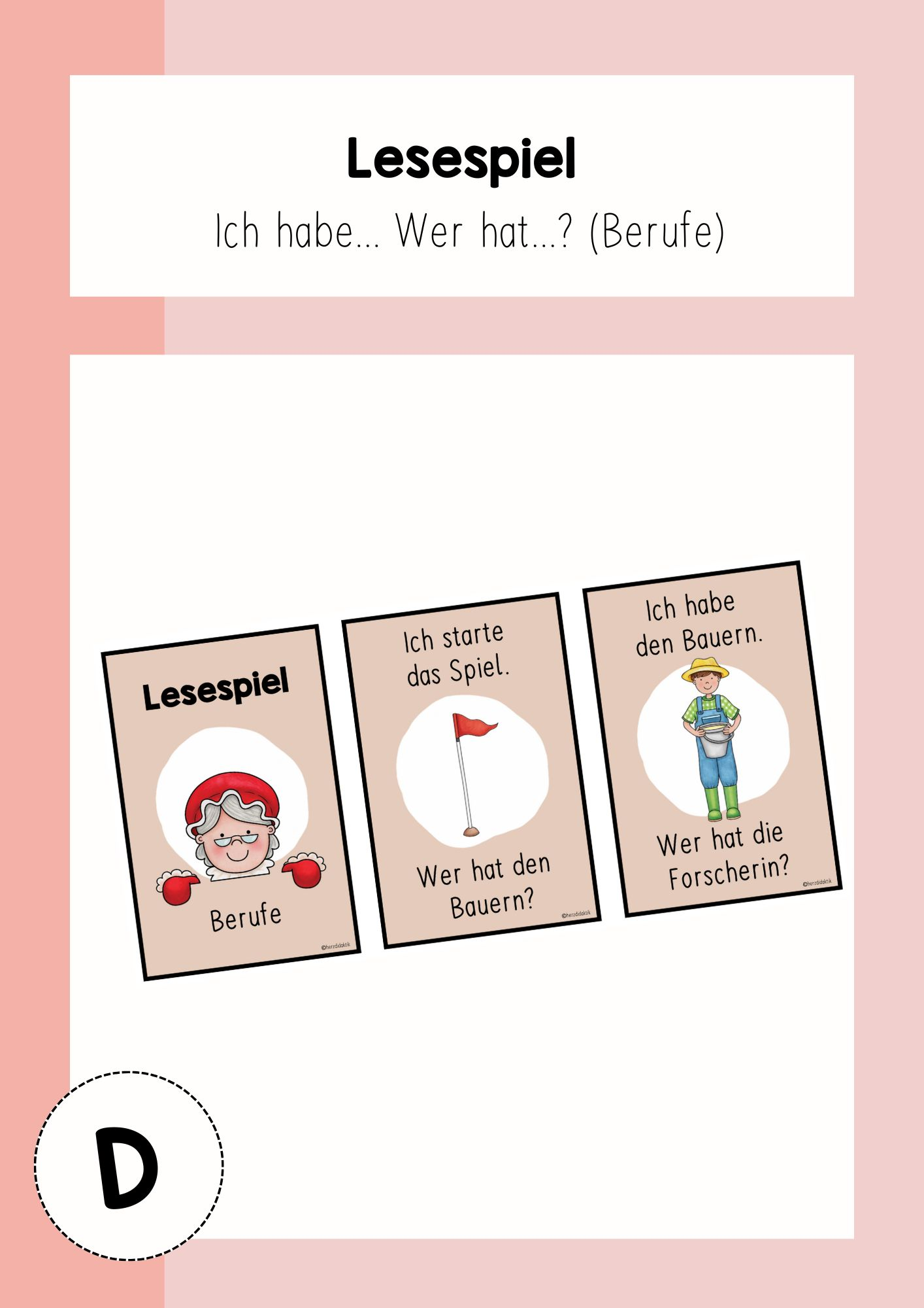 Lesespiel - "Ich habe... Wer hat...? - Berufe – Unterrichtsmaterial im ...