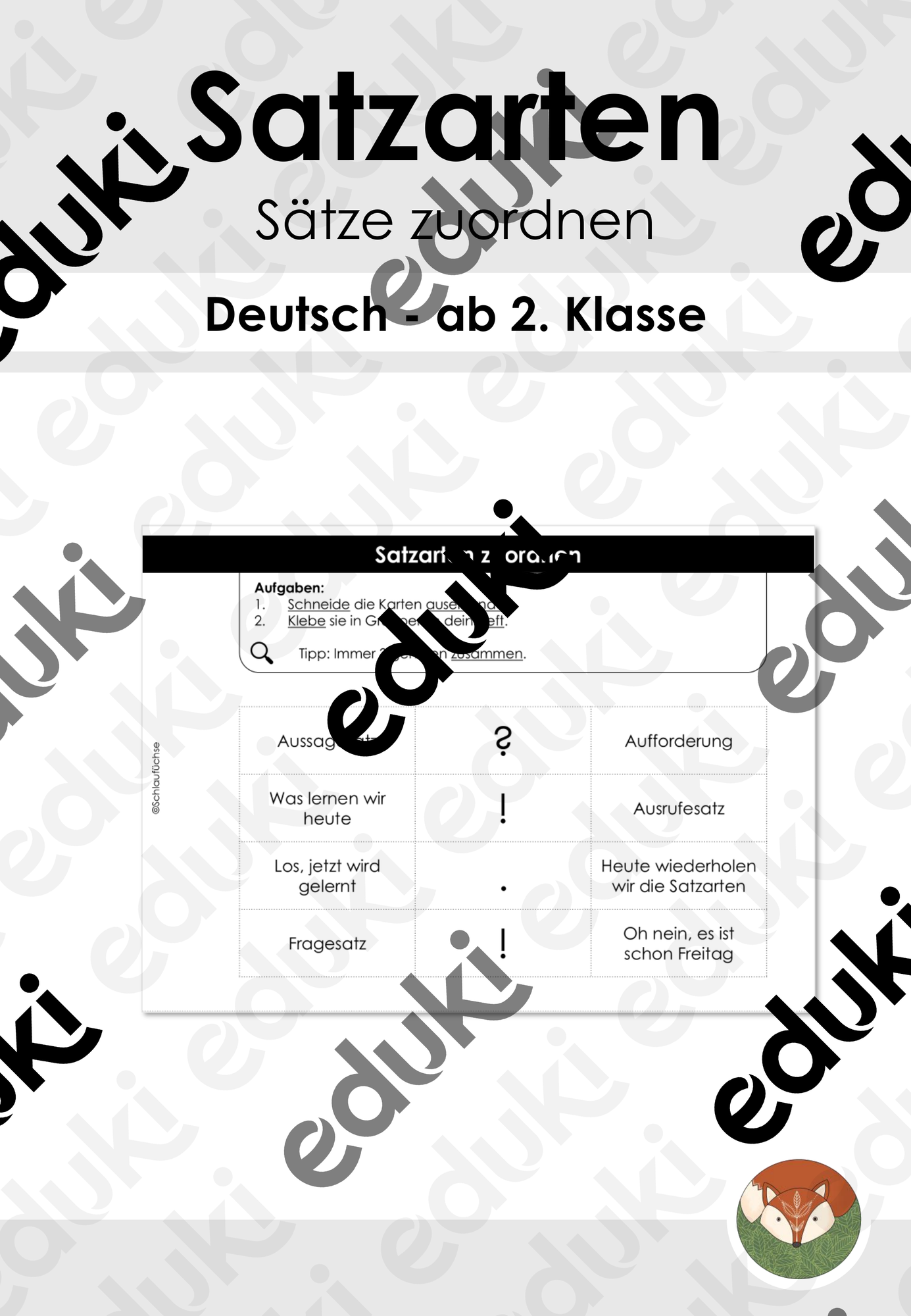 Satzarten: Sätze zuordnen (Arbeitsblatt) – Unterrichtsmaterial im Fach ...