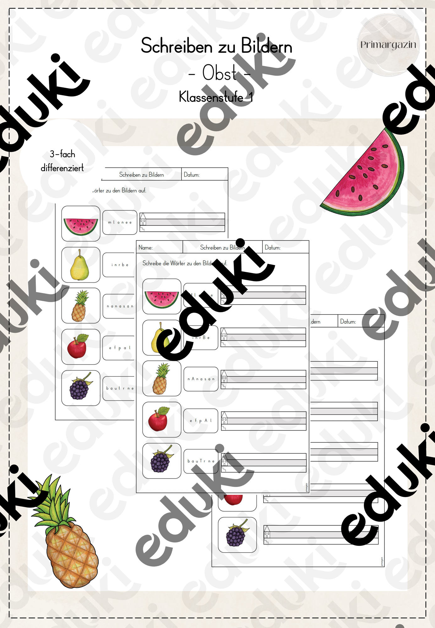 Schreiben zu Bildern - Obst – Unterrichtsmaterial im Fach Deutsch