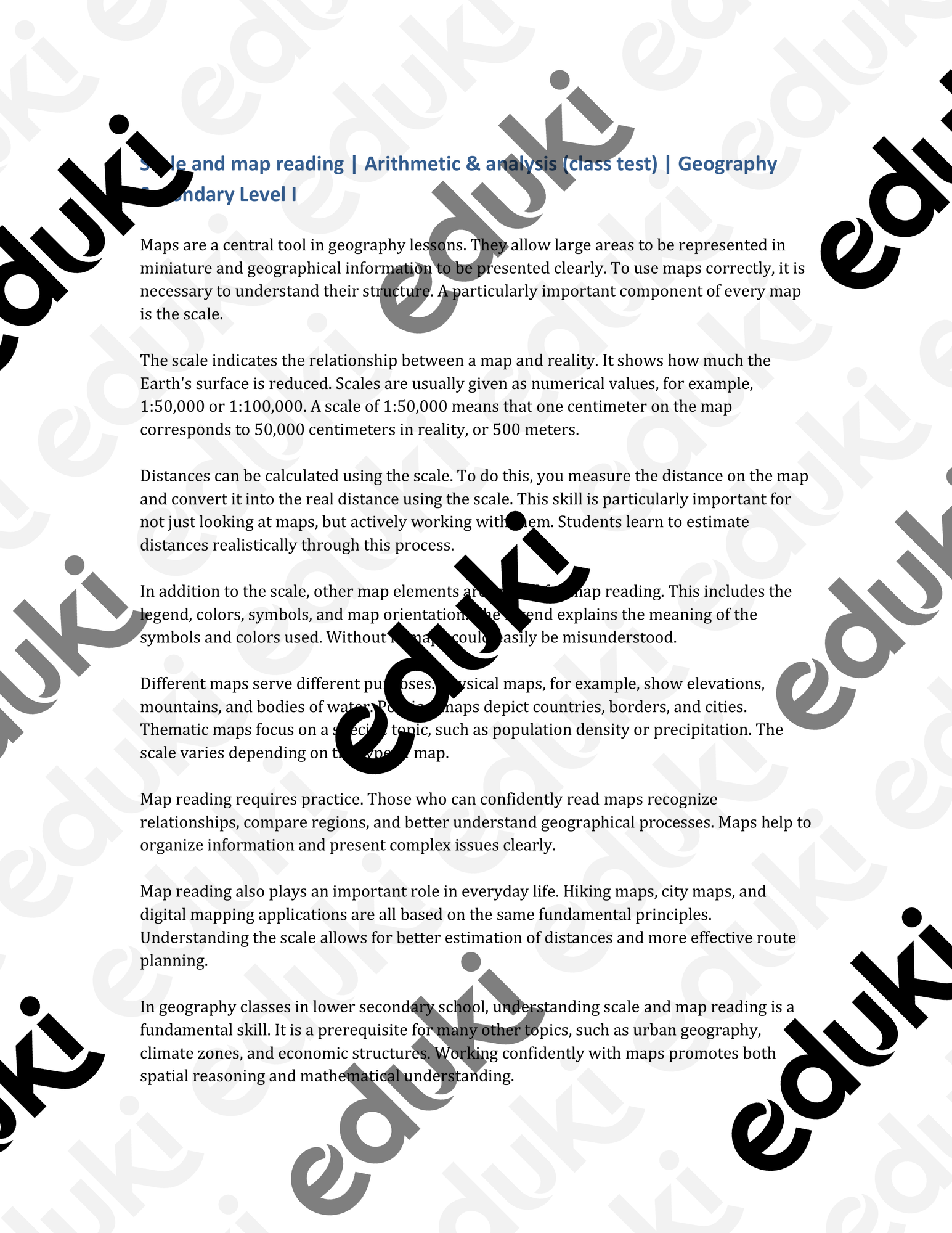 Map Scale and Map Reading | Geography Assessment SEK I ...