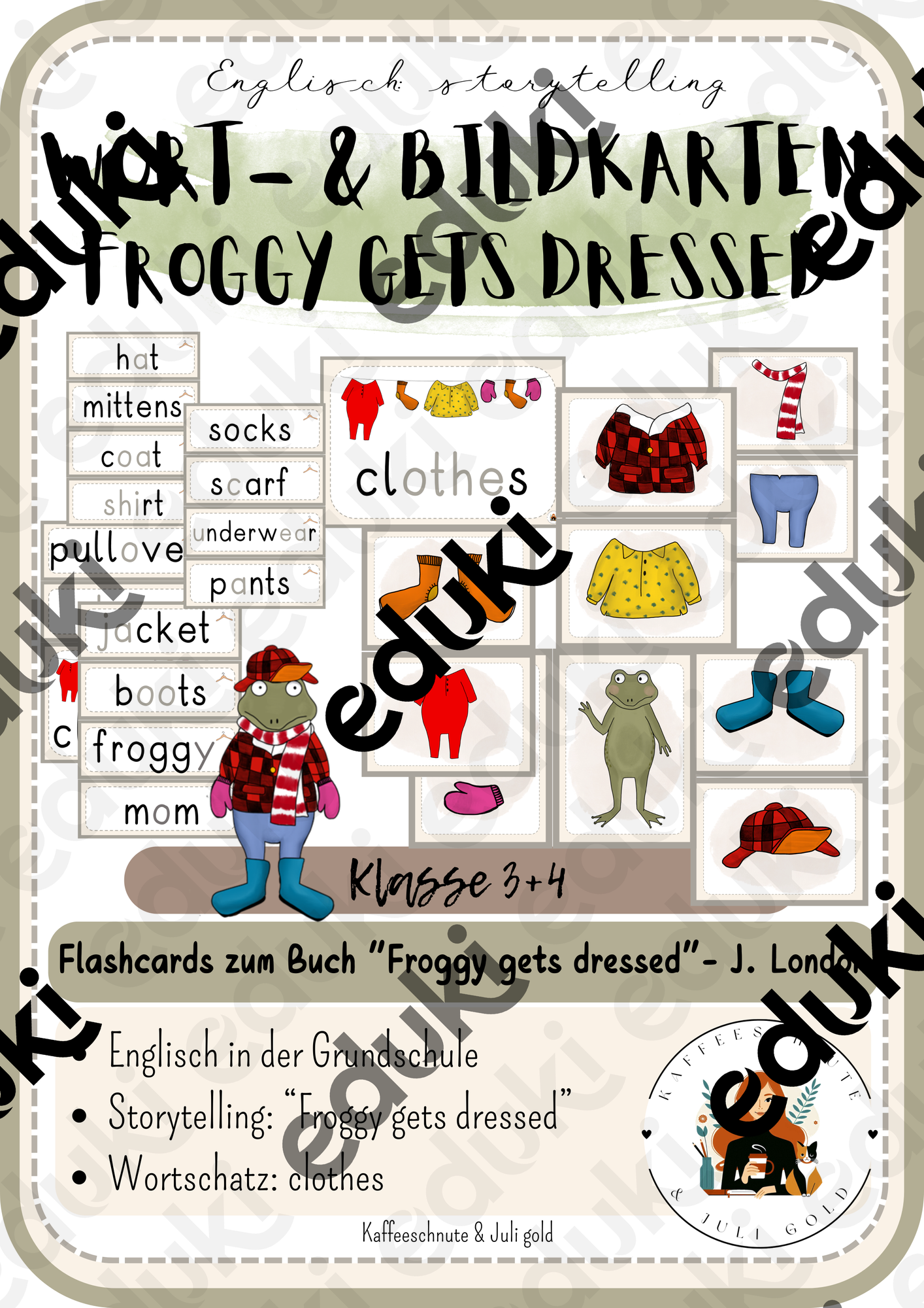 Flashcards clothes "froggy gets dressed"- J. London Englisch ...