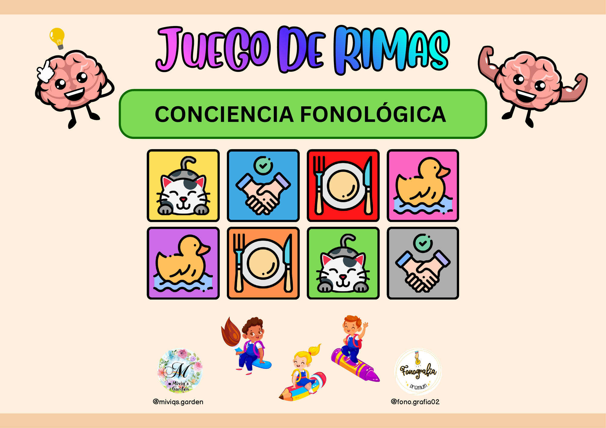 Juego de Rimas (Conciencia Fonologica) - material de la siguiente ...