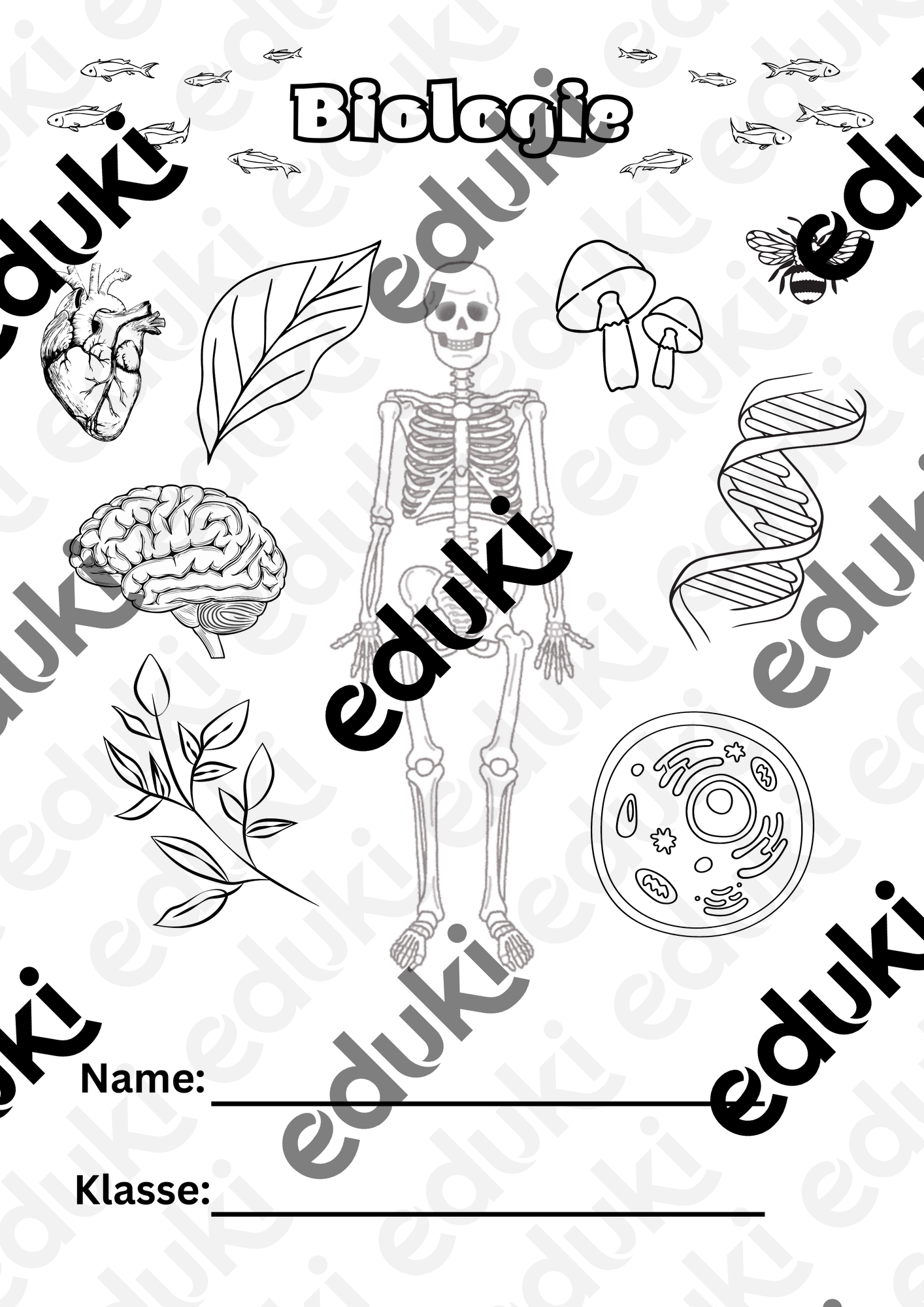 Deckblatt Biologie zum Ausmalen – Unterrichtsmaterial im Fach Biologie
