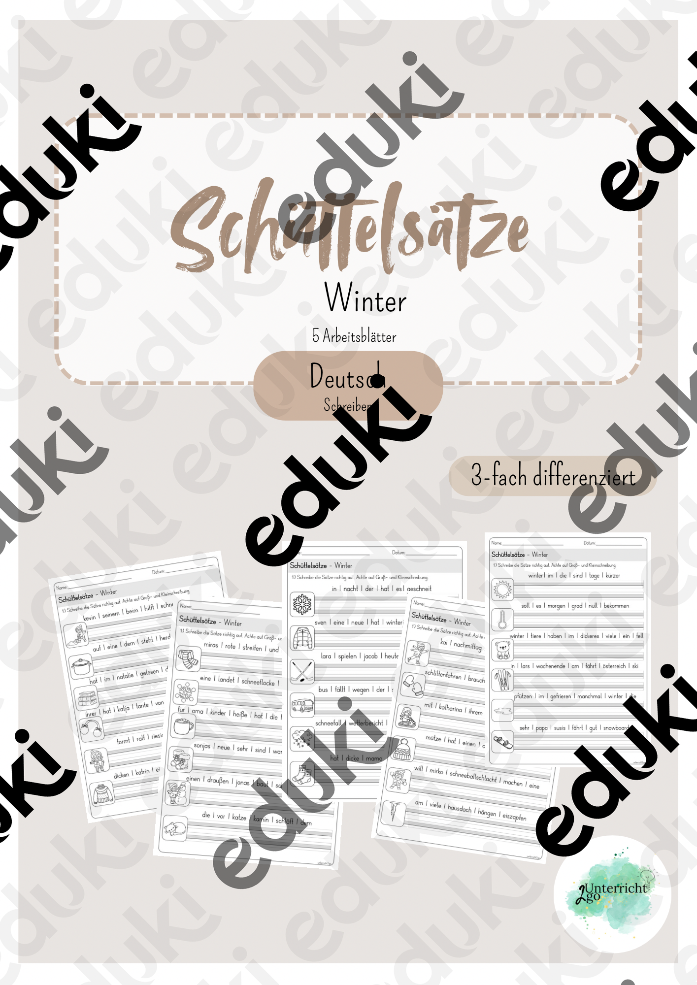 Schüttelsätze - Winter, 3-fach differenziert – Unterrichtsmaterial im ...