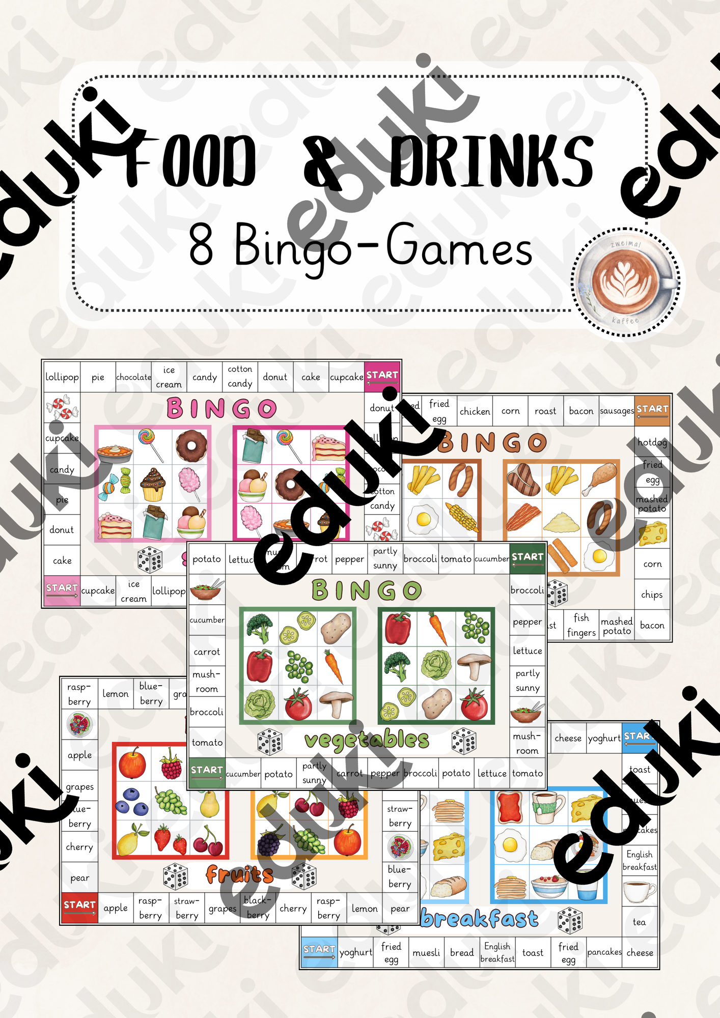 Food & Drinks - Bingo-Game Spielfeld – Unterrichtsmaterial im Fach Englisch