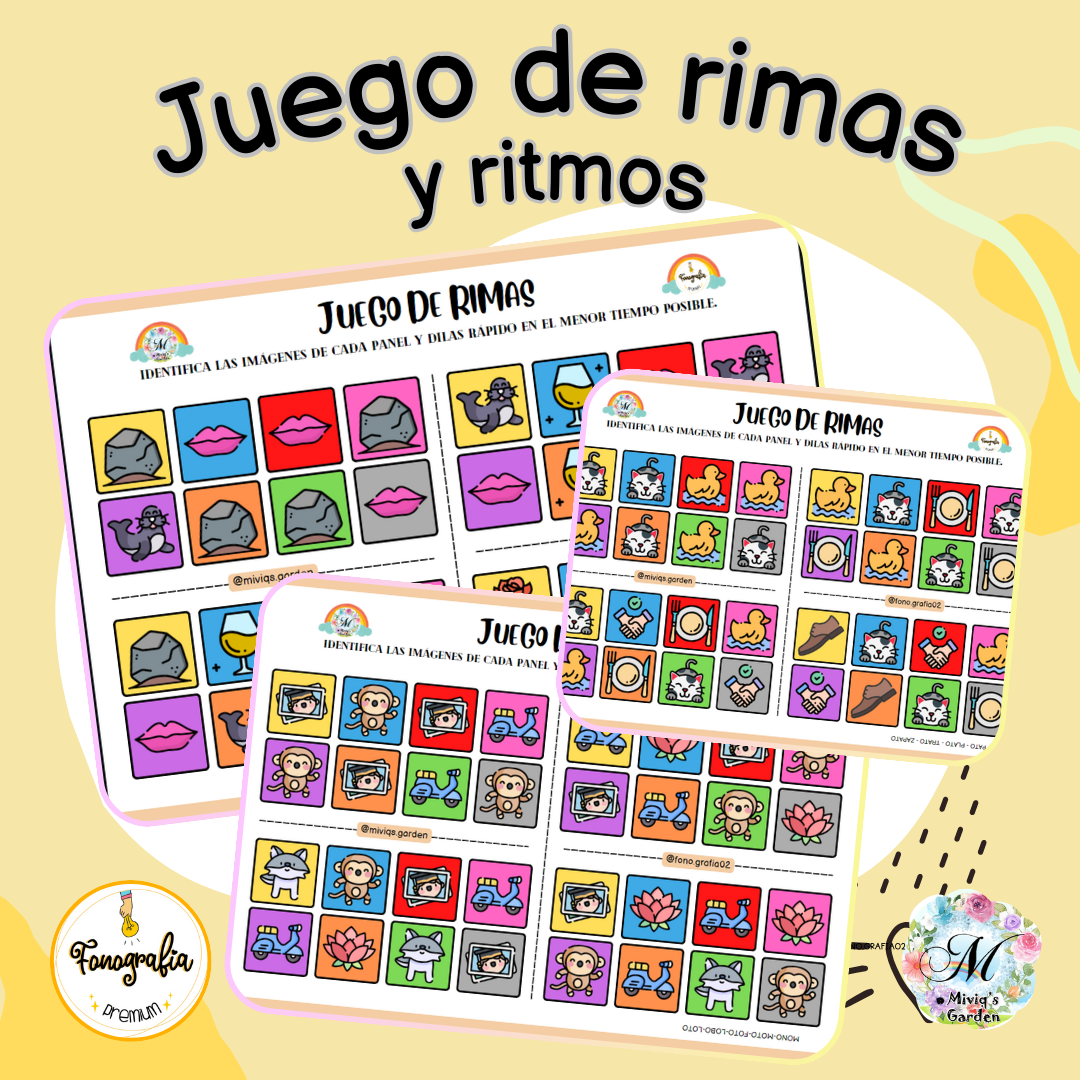 JUEGO DE RIMAS- Conciencia fonológica - material de la siguiente ...