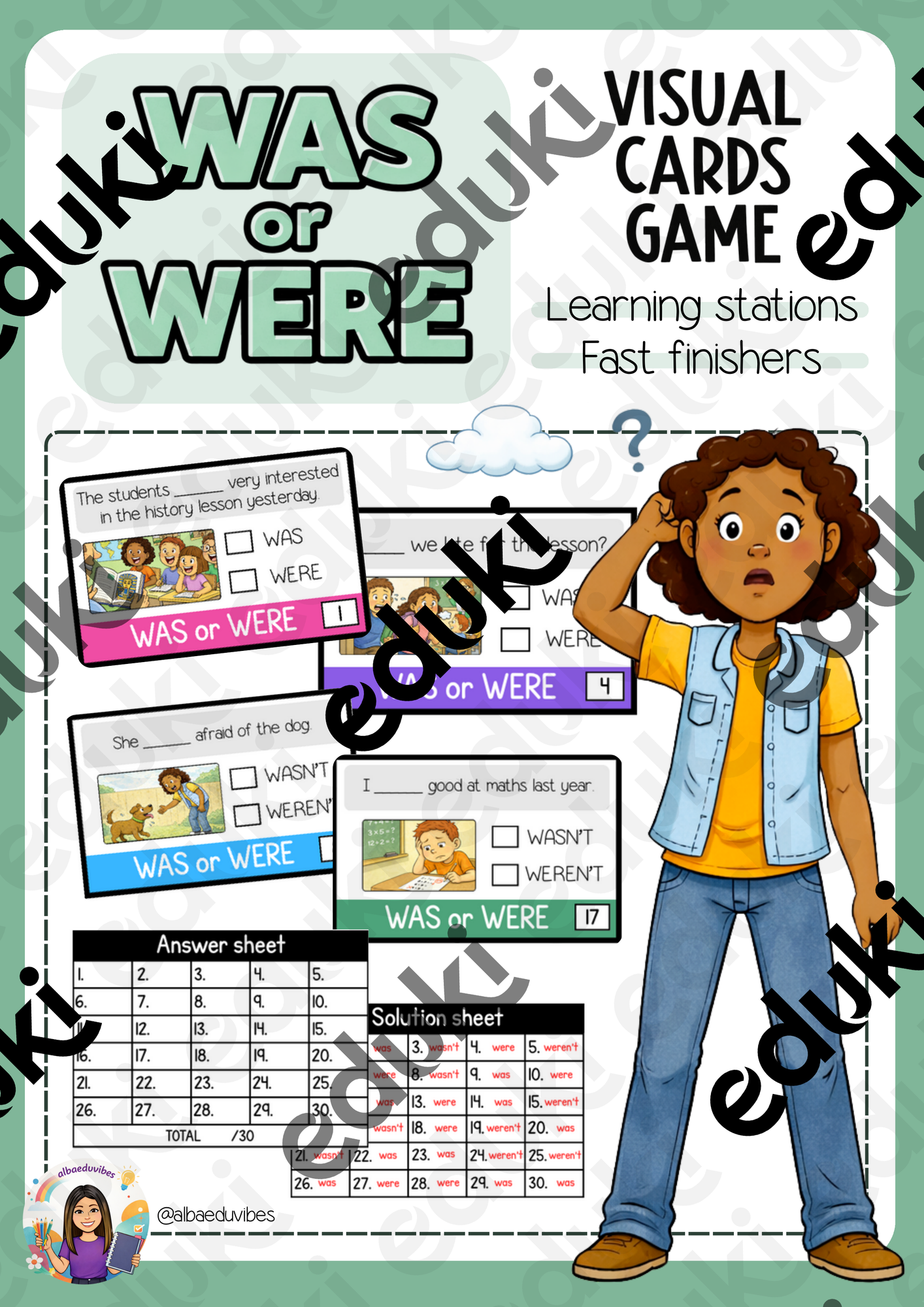 Was / Were (Visual Cards Game) – Unterrichtsmaterial im Fach Englisch