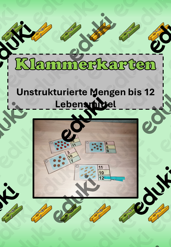 Klammerkarten - Unstrukturierte Mengen bis 12 - Obst ...