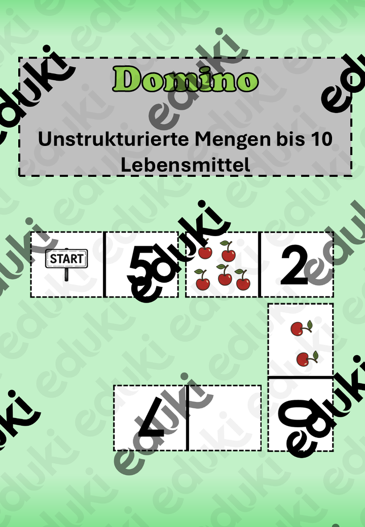 Domino - Unstrukturierte Mengen bis 10 - Obst – Unterrichtsmaterial in ...