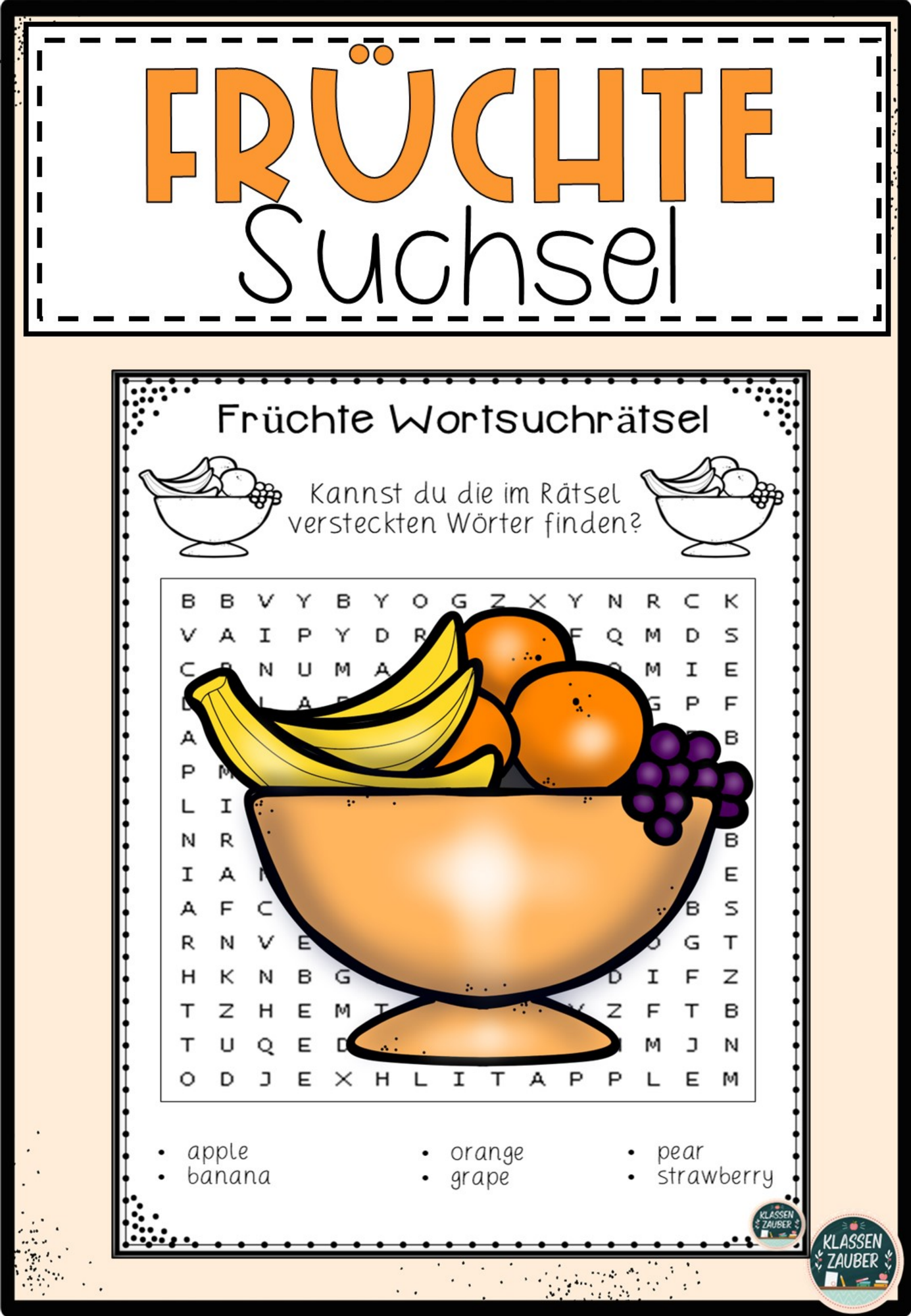 FREEBIE: Kostenloses Früchte suchel - fruit word search (English ...