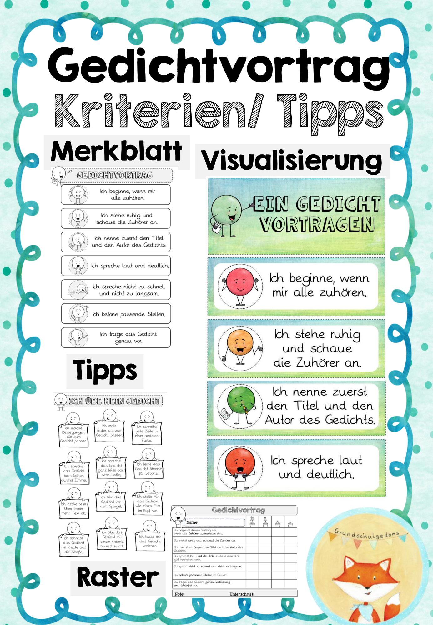 Gedichtvortrag - Kriterien, Tipps und Bewertungsraster ...