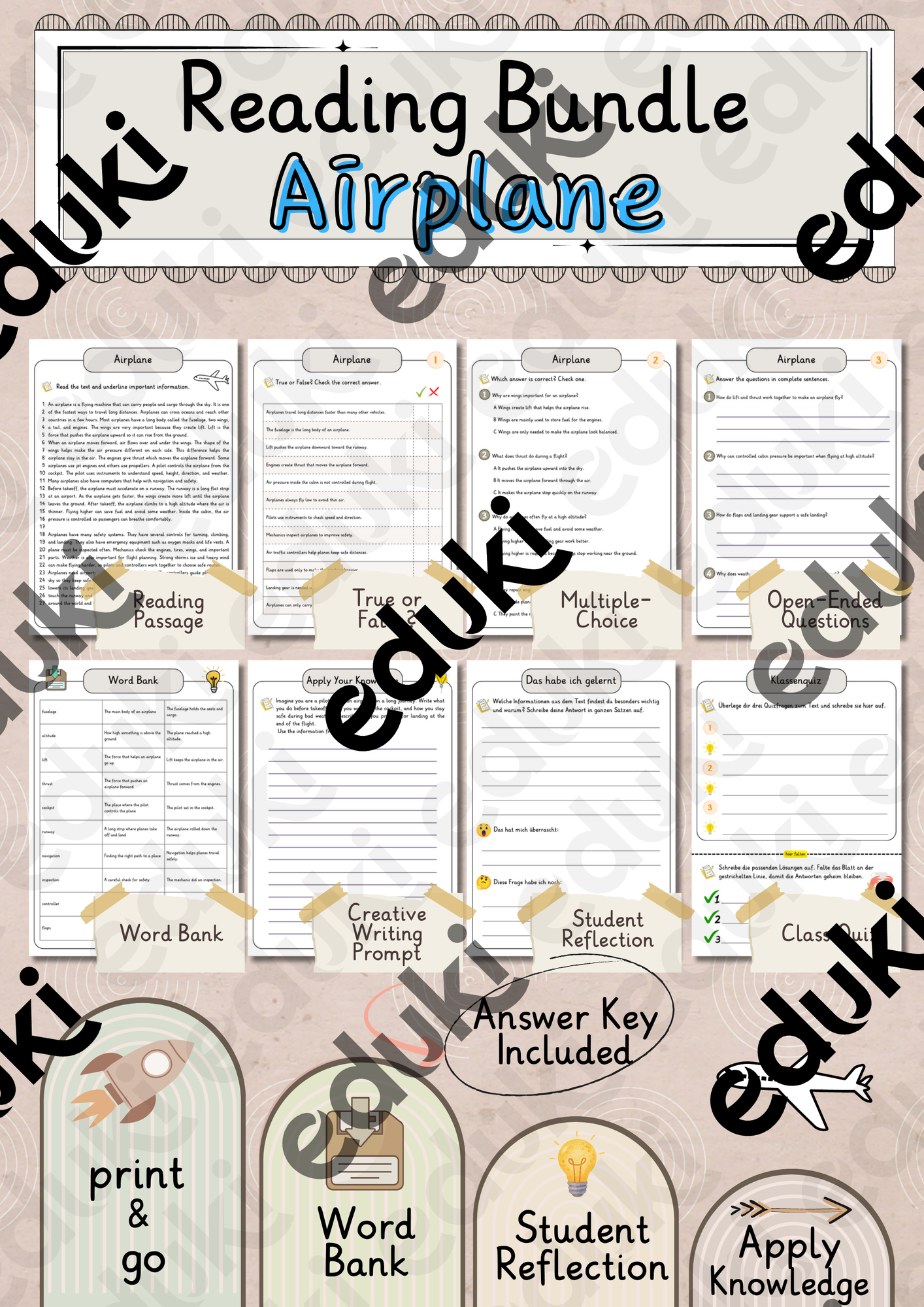 Airplane Premium Reading Comprehension Activities Bundle ...