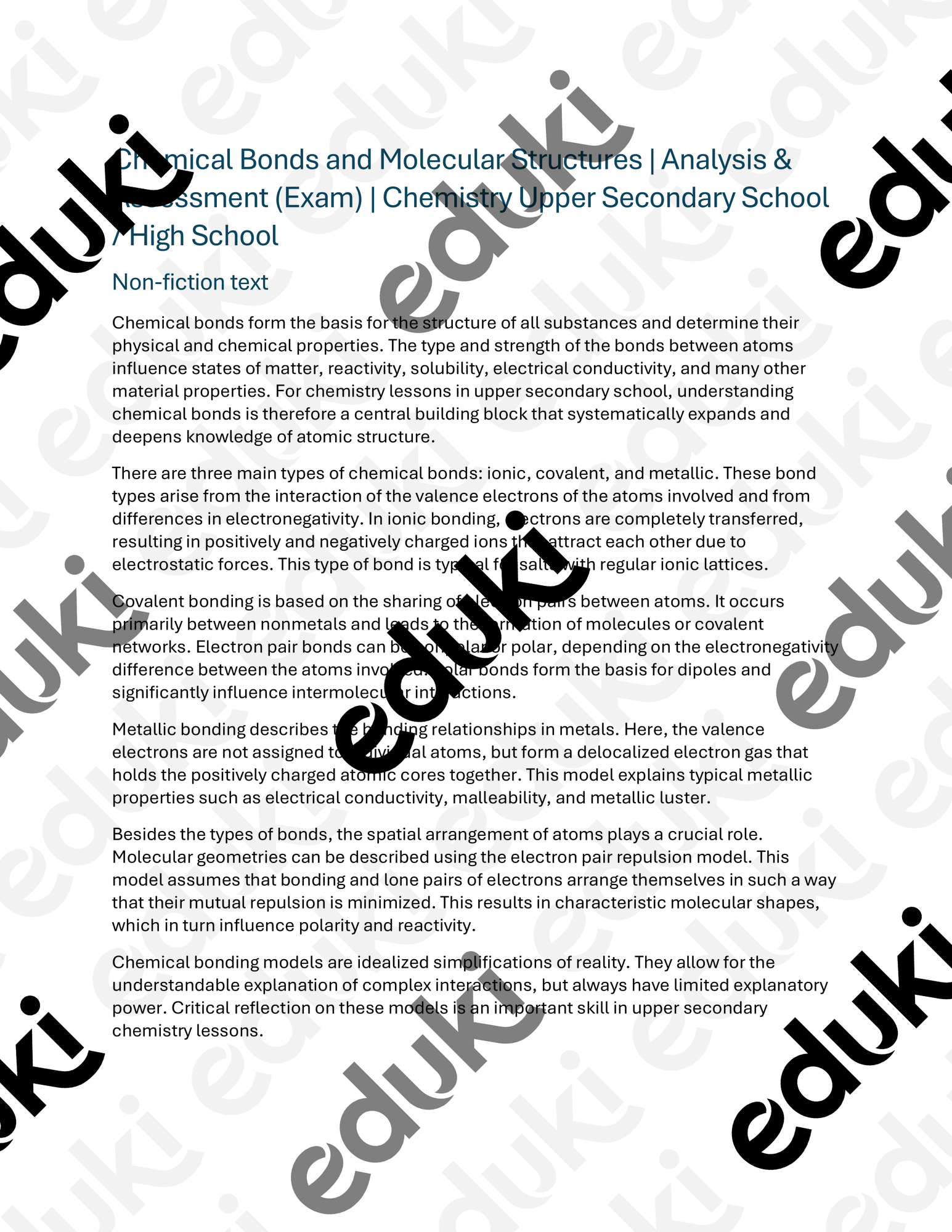 Chemical Bonding and Molecular Structure | Chemistry Test Upper ...