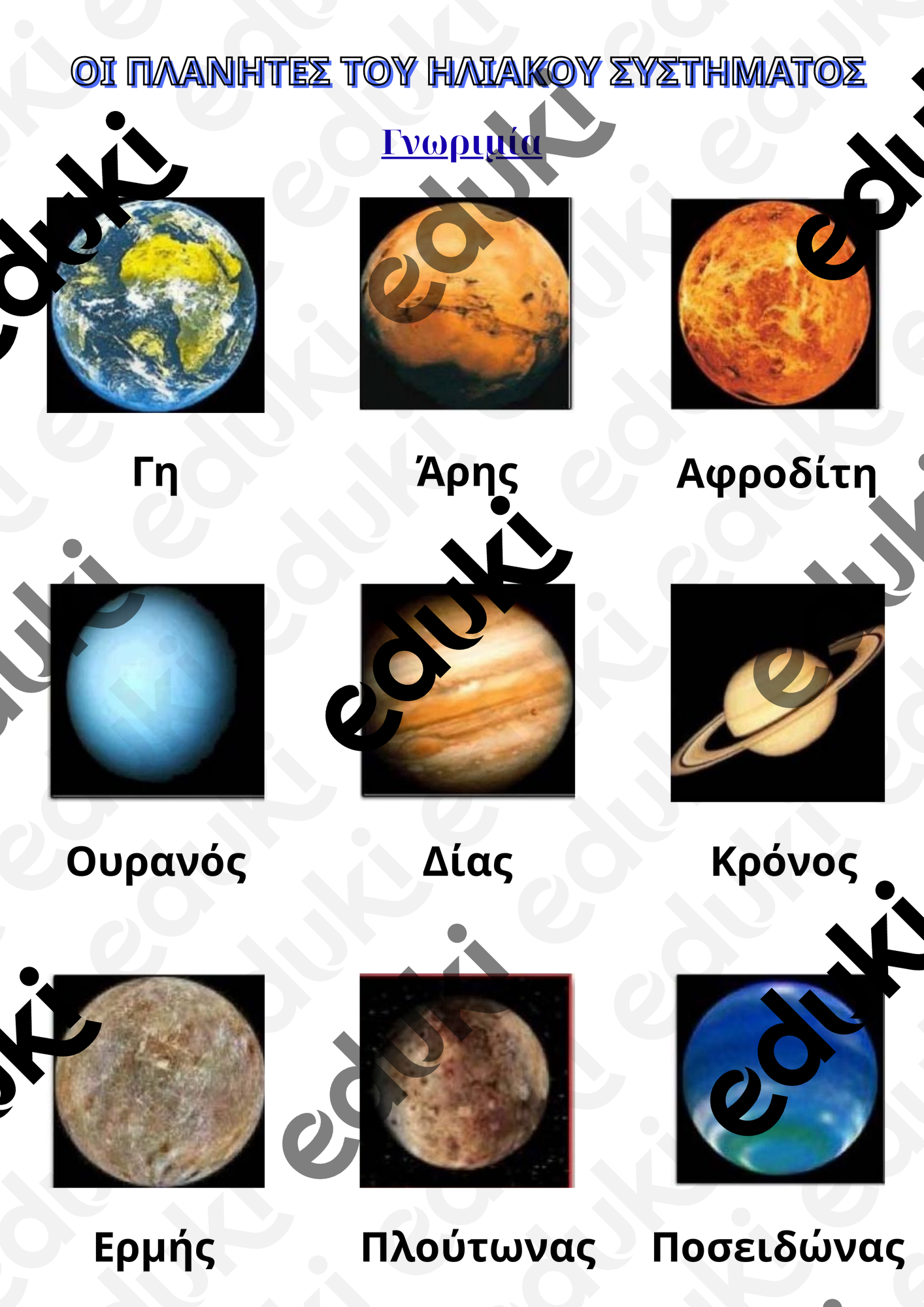 Γη - Εκπαιδευτικό υλικό για το μάθημα