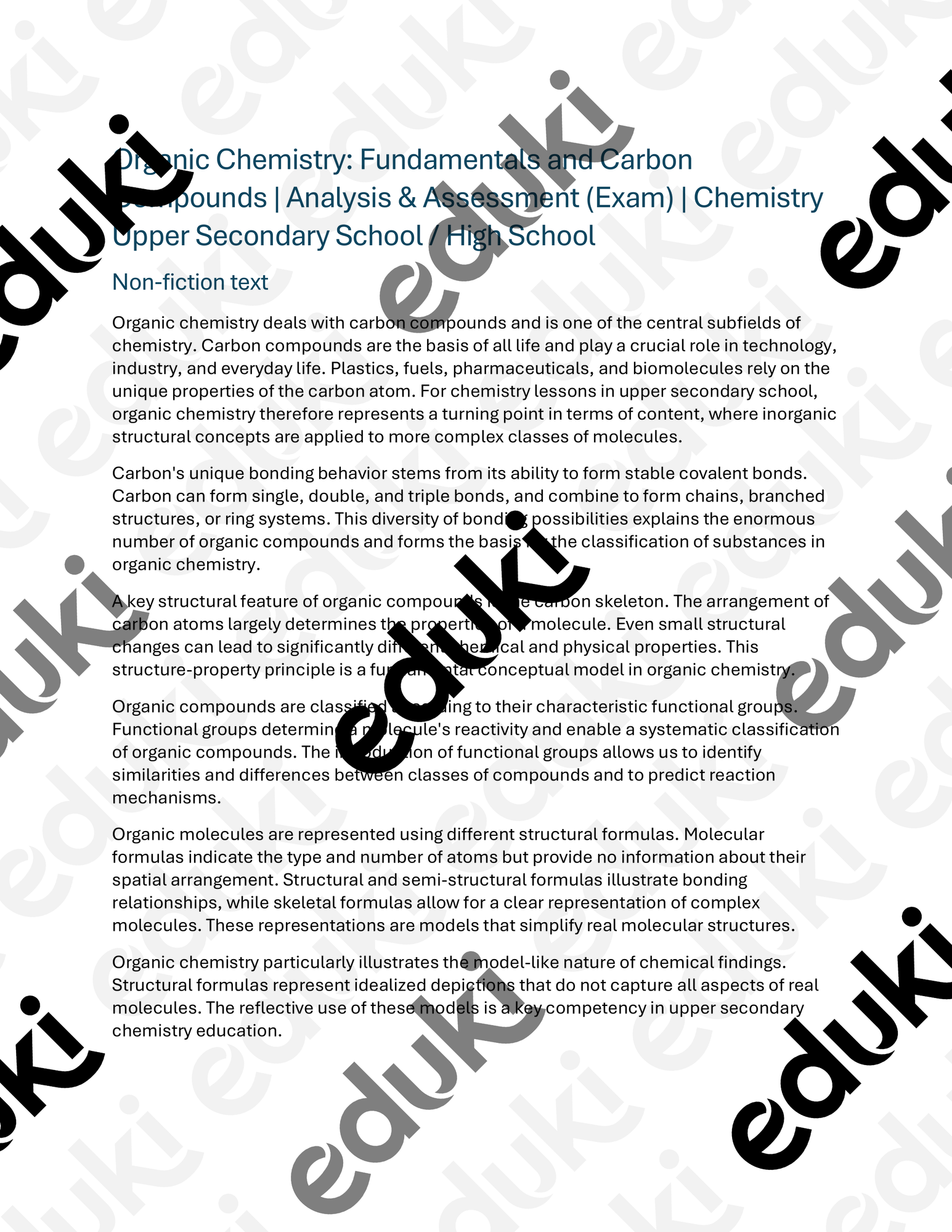 Organic Chemistry Basics and Carbon Compounds | Chemistry Test ...