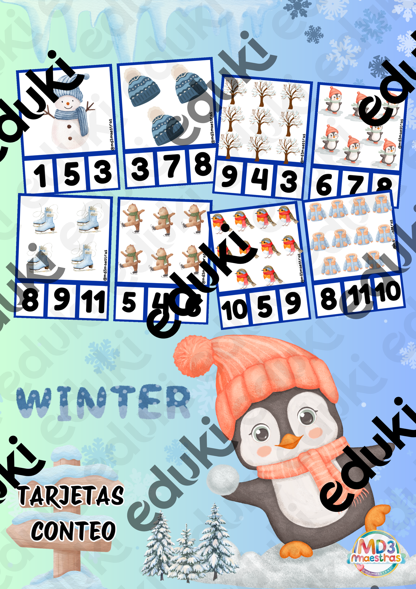 TARJETAS CONTEO INVIERNO - material de la siguiente asignatura Material ...