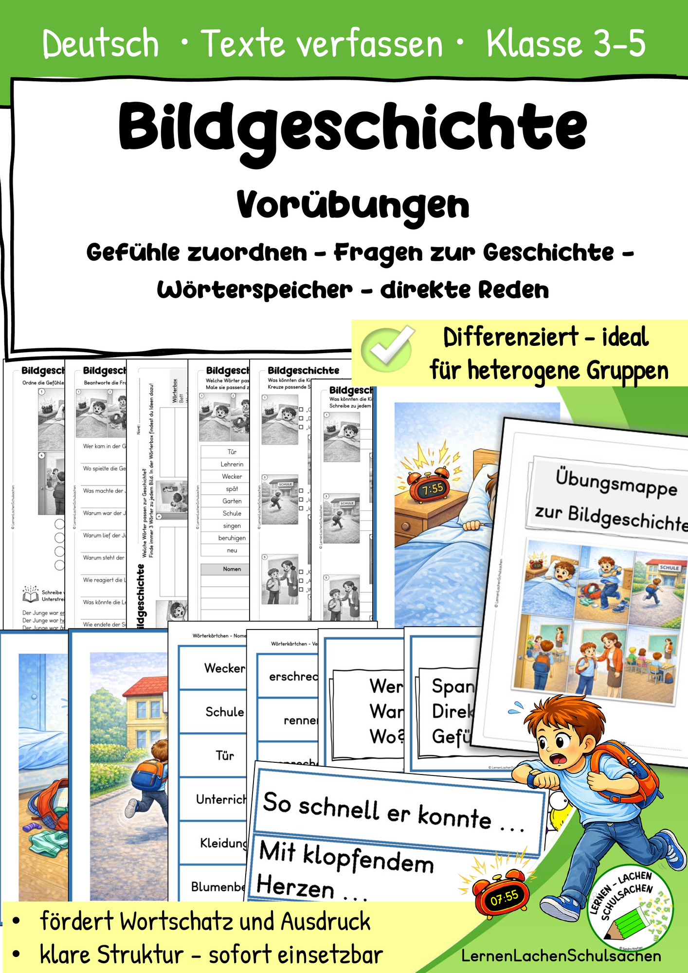 Bildgeschichte „Verschlafen“ – Vorübungen & Schreibvorbereitung | Texte ...