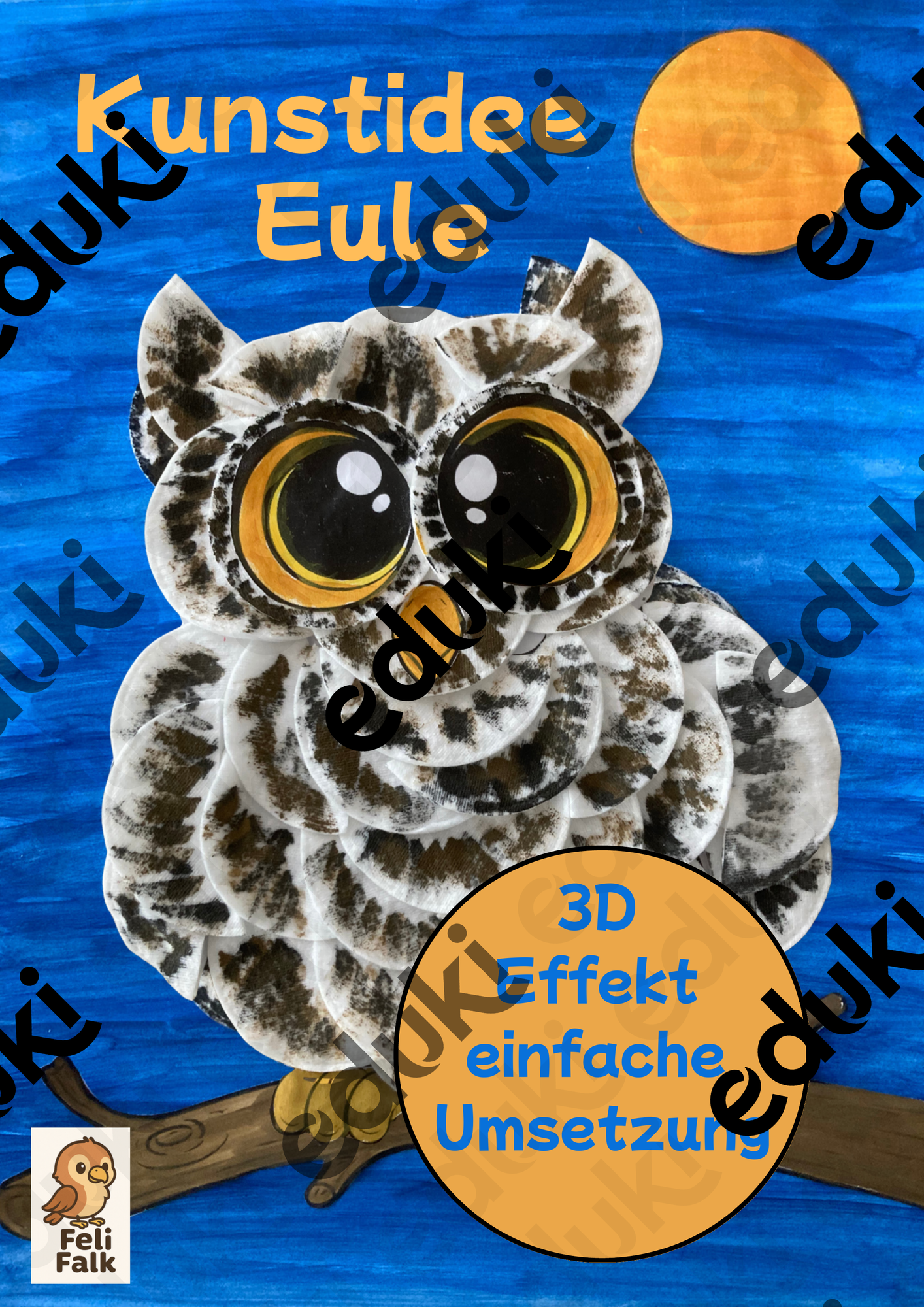 Kunstidee - Niedliche Eule - ganz einfach – Unterrichtsmaterial im Fach ...