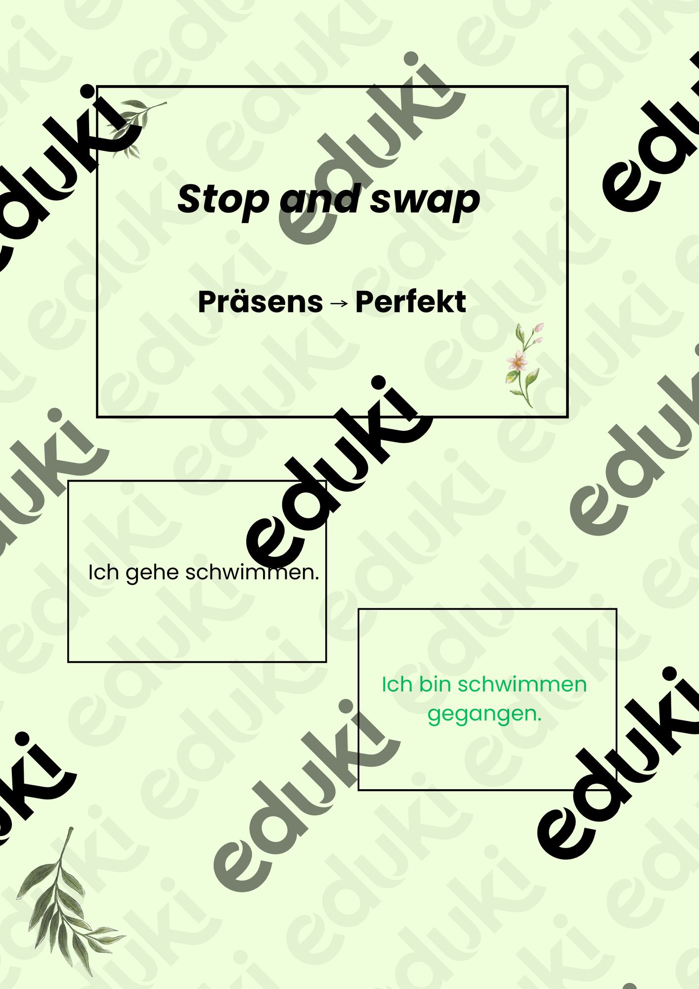 Stop and swap (Präsens - Perfekt) – Unterrichtsmaterial im Fach Deutsch