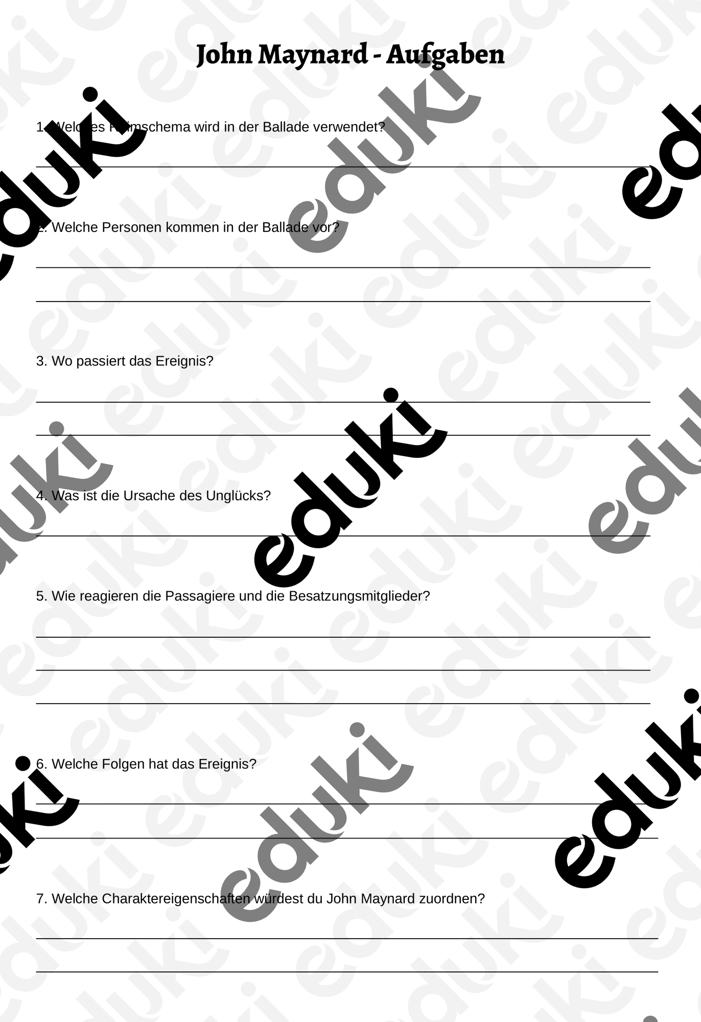 Ballade ,,John Maynard" von Thedor Fontane – Unterrichtsmaterial im ...