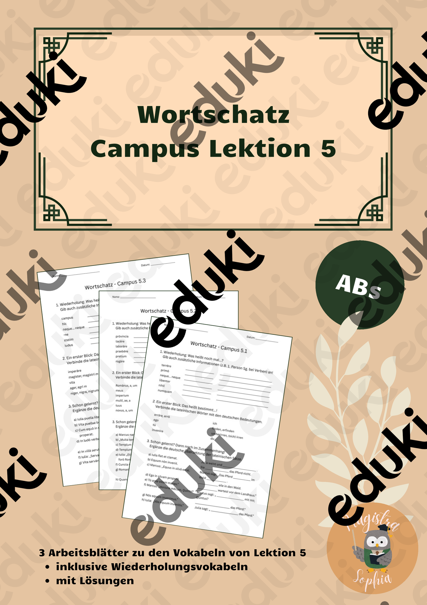 Latein Wortschatz Campus Lektion 5 Arbeitsblätter – Unterrichtsmaterial ...