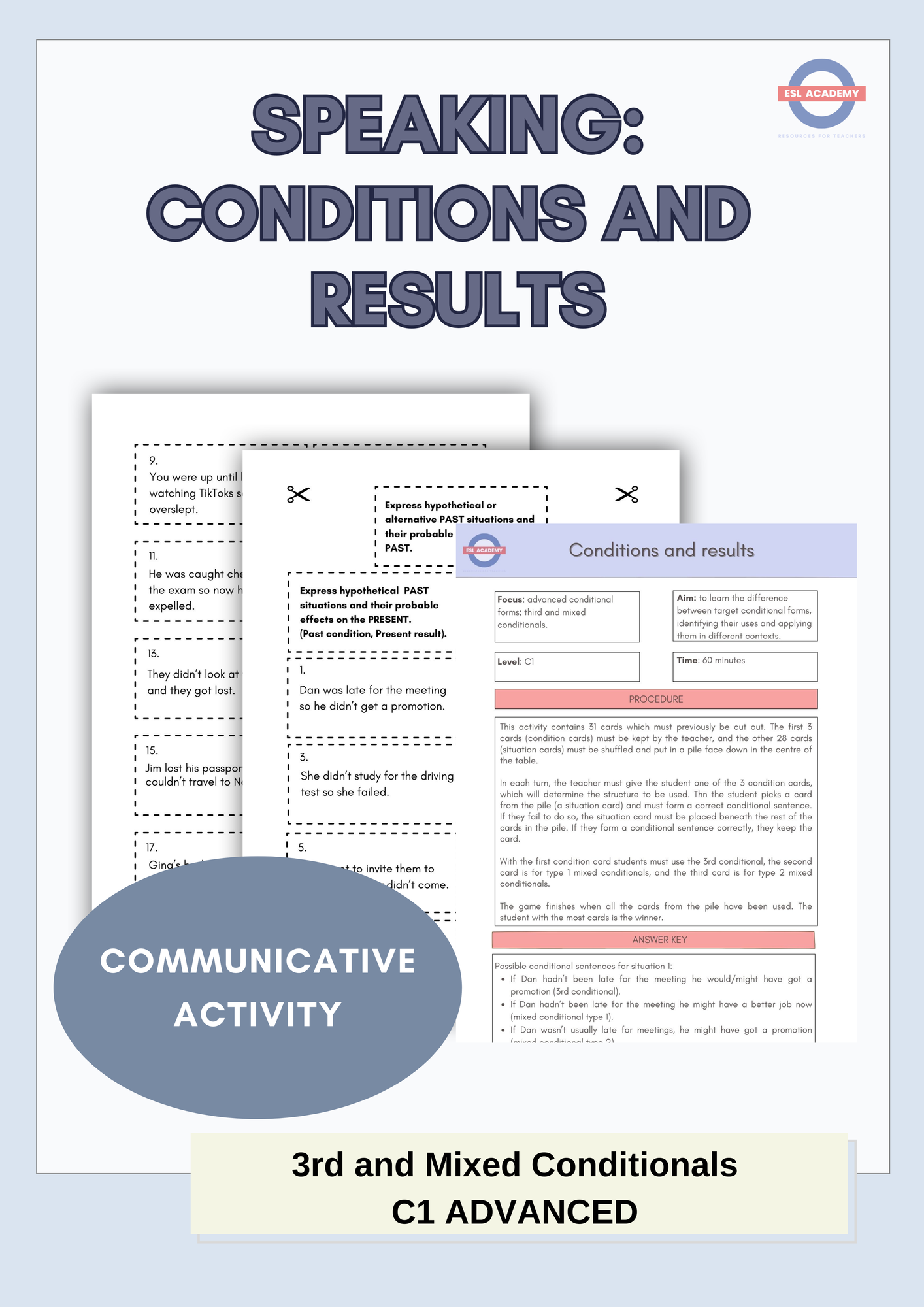ESL Conditionals. Speaking game.C1 Advanced - material de la siguiente ...
