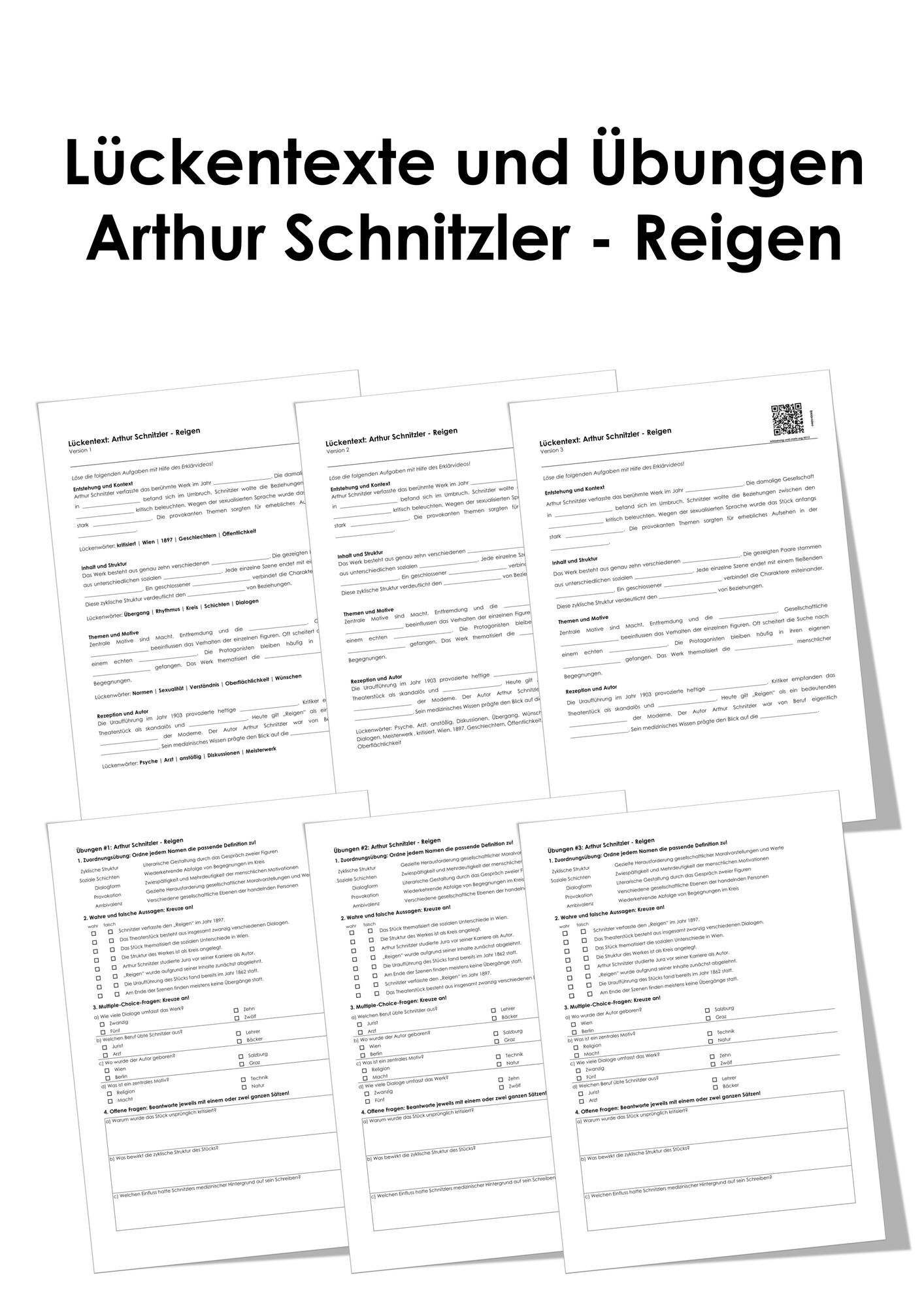 Arthur Schnitzler - Reigen (Lückentext und Übungen kompakt ...