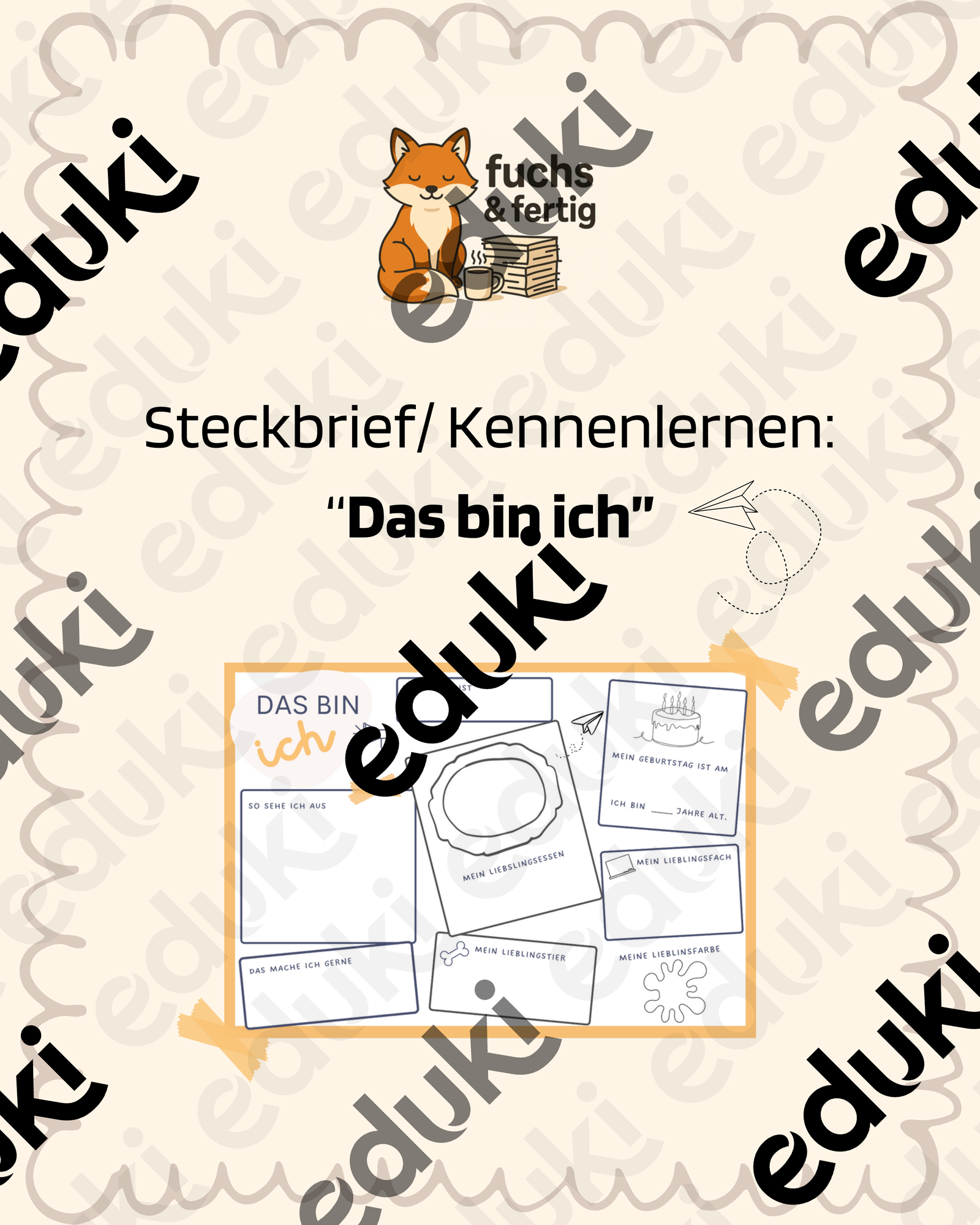 "Das bin ich" - Steckbrief über mich – Unterrichtsmaterial in den ...