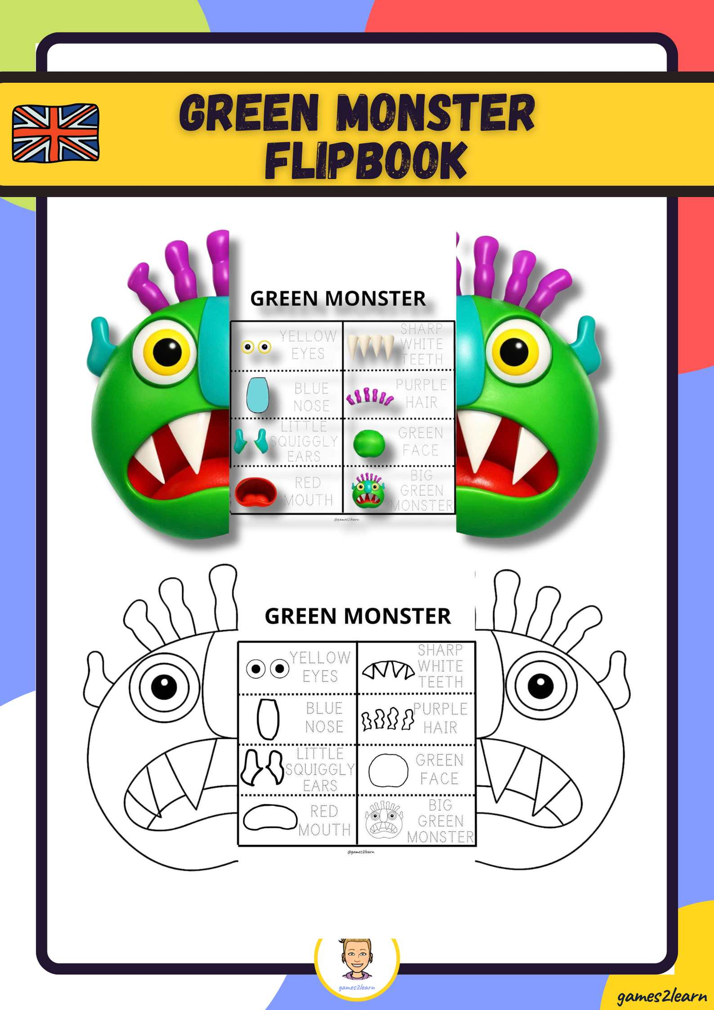 Green Monster Flipbook – Unterrichtsmaterial im Fach Englisch