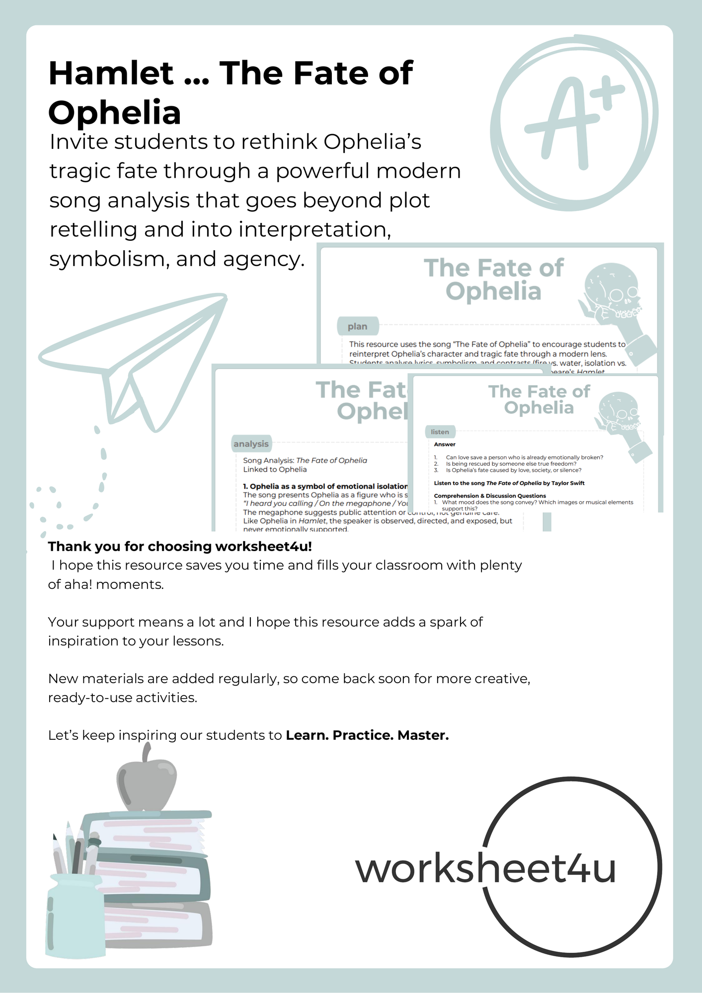 The Fate of Ophelia – Unterrichtsmaterial im Fach Englisch