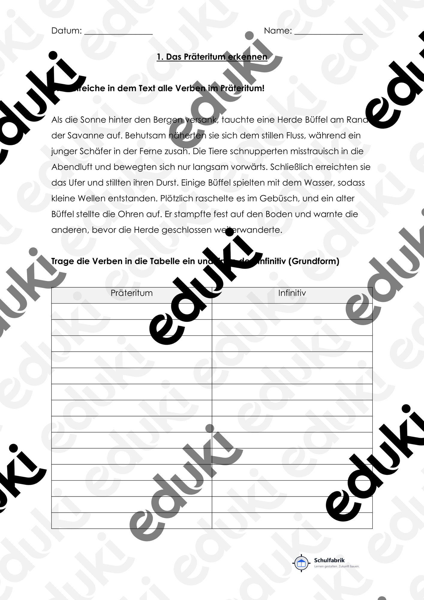 Das Präteritum/Das Imperfekt – Arbeitsblätter & Übungen ...