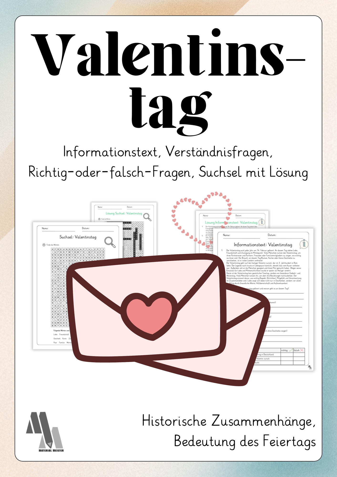 Valentinstag: Informationstext und Suchsel mit Lösung ...