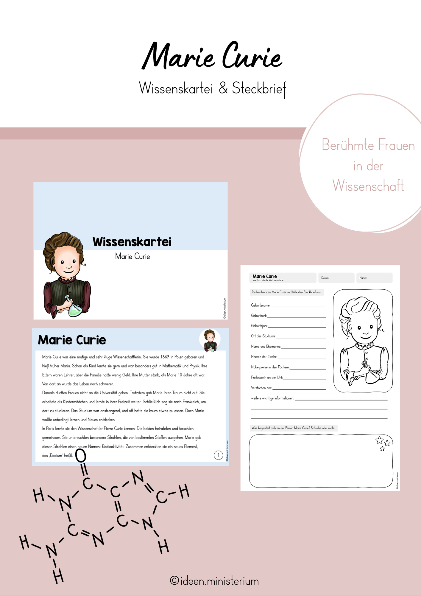 Wissenskartei: Marie Curie - Steckbrief – Unterrichtsmaterial in den ...
