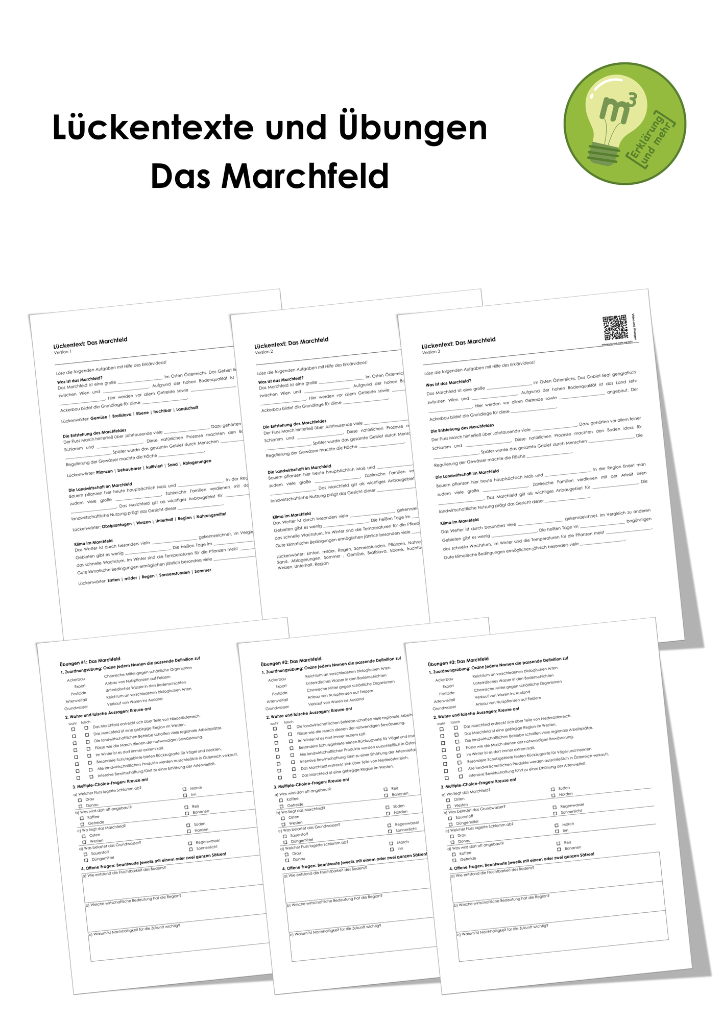 Das Marchfeld (Lückentexte und Übungen kompakt) – Unterrichtsmaterial ...
